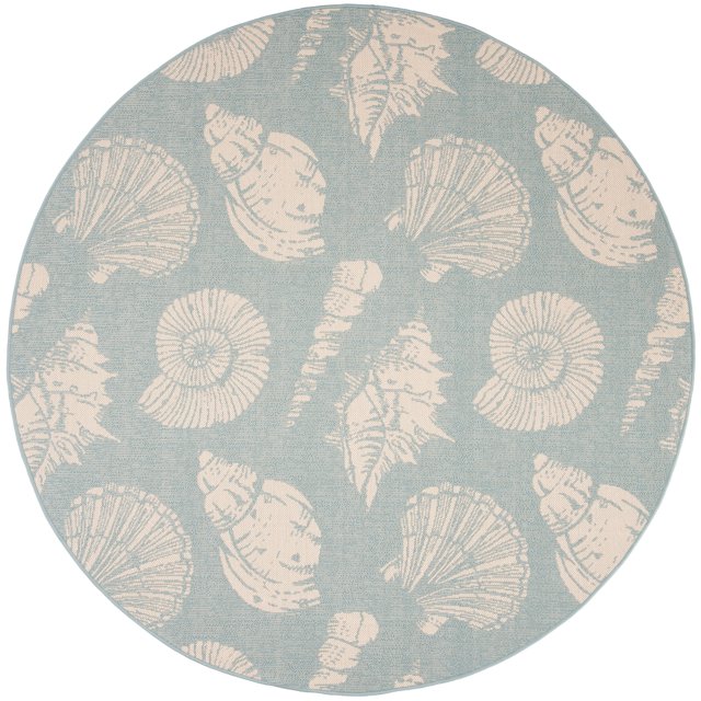 SAFAVIEH Courtyard Harold Seashells Indoor/Outdoor Area Rug, 6'7" x 6'7 ...