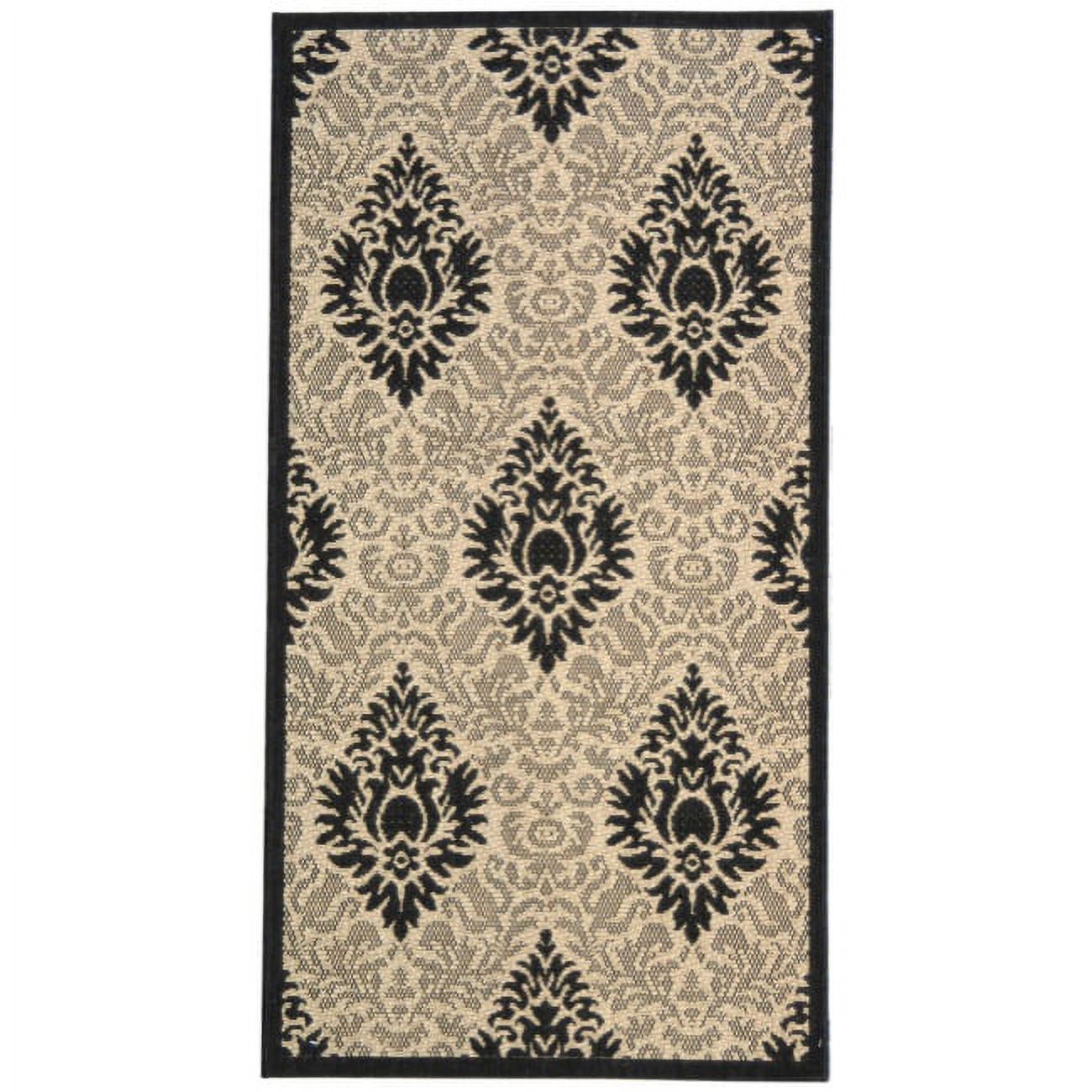 SAFAVIEH Courtyard Jessie Damask Indoor/Outdoor Area Rug, Sand/Black, 2 ...