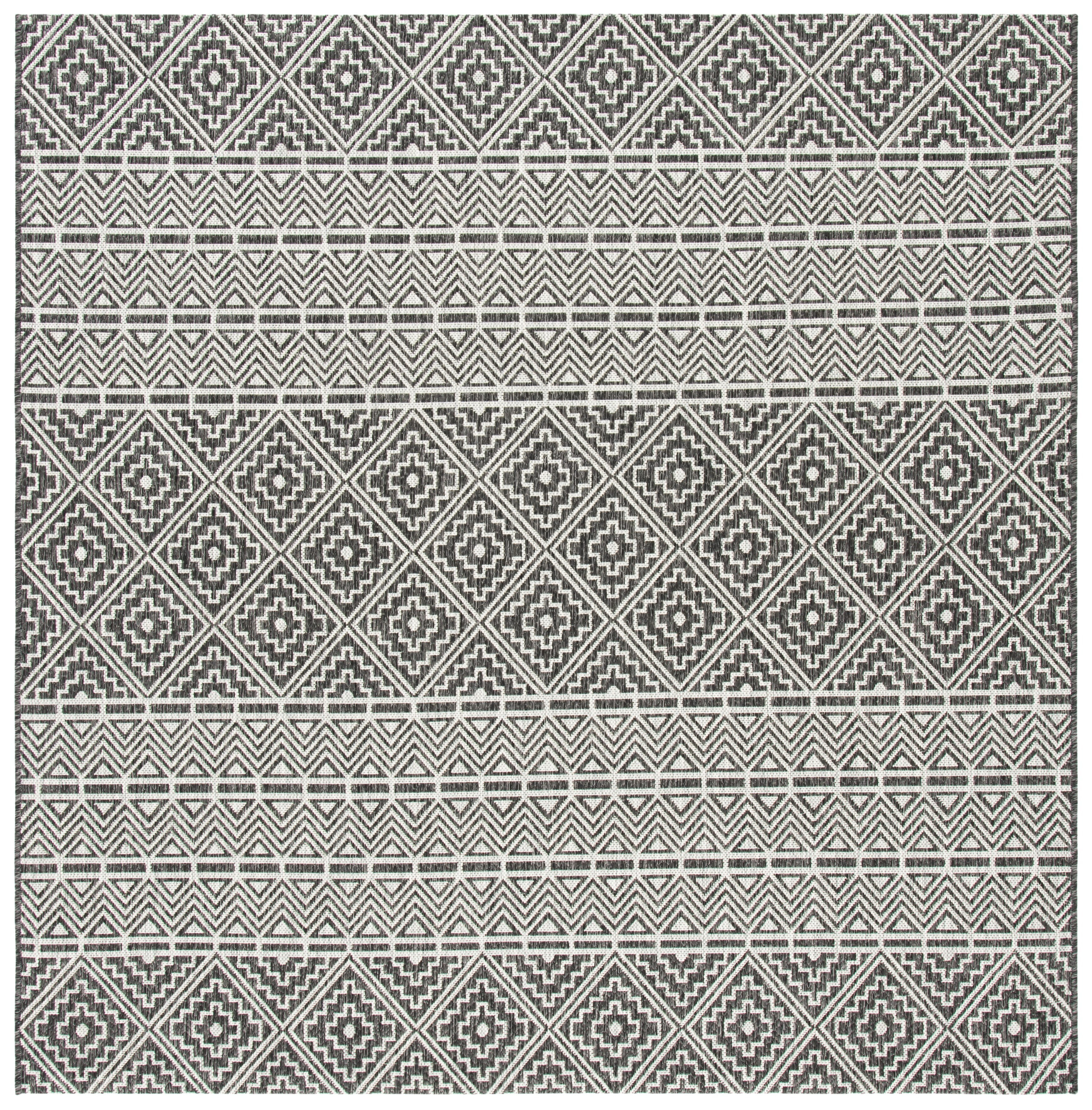 SAFAVIEH Courtyard Karen Geometric Indoor/Outdoor Area Rug, Black/Grey ...