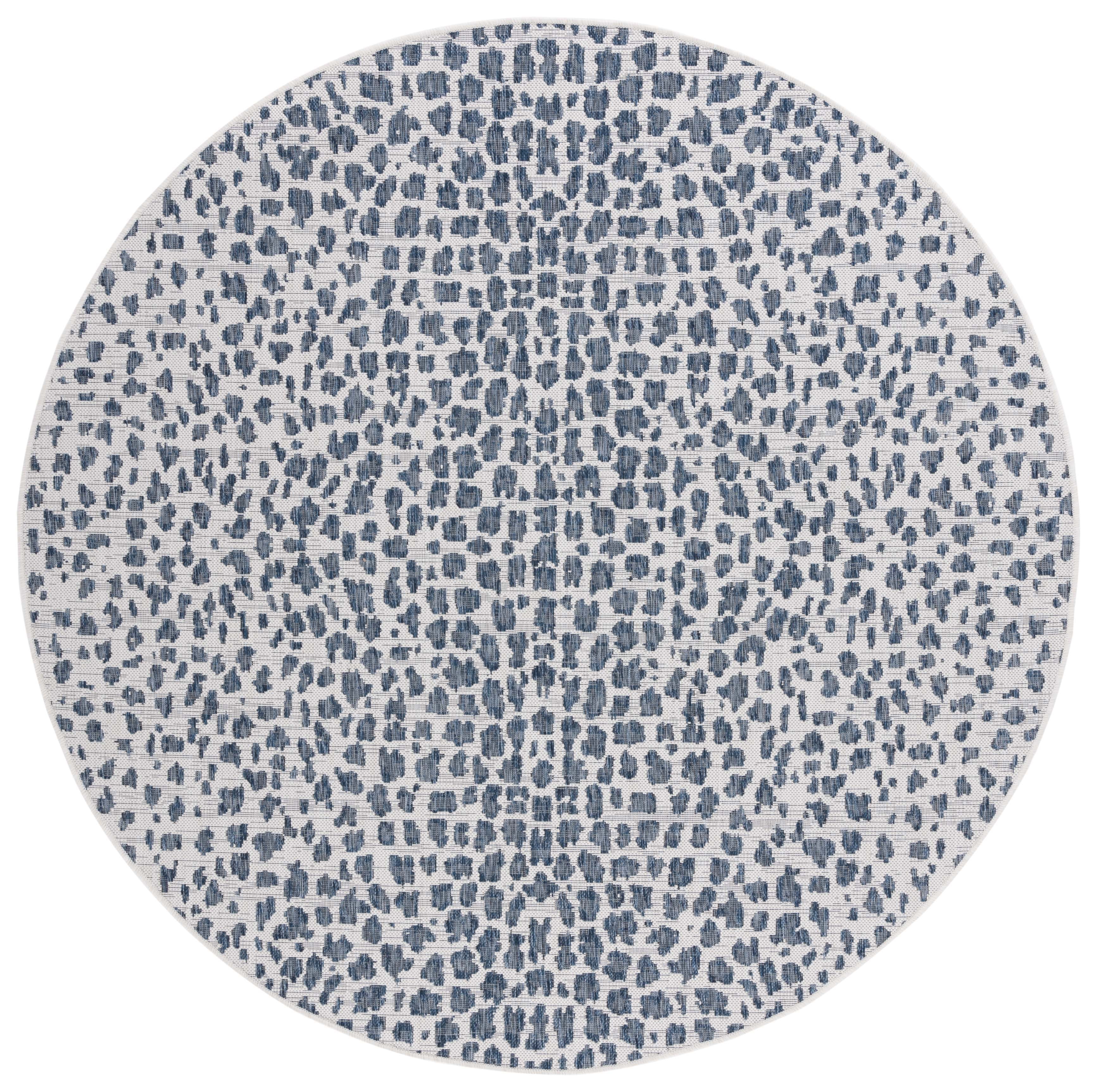 SAFAVIEH Courtyard Karina Animal Indoor/Outdoor Area Rug, Ivory/Navy, 3 ...