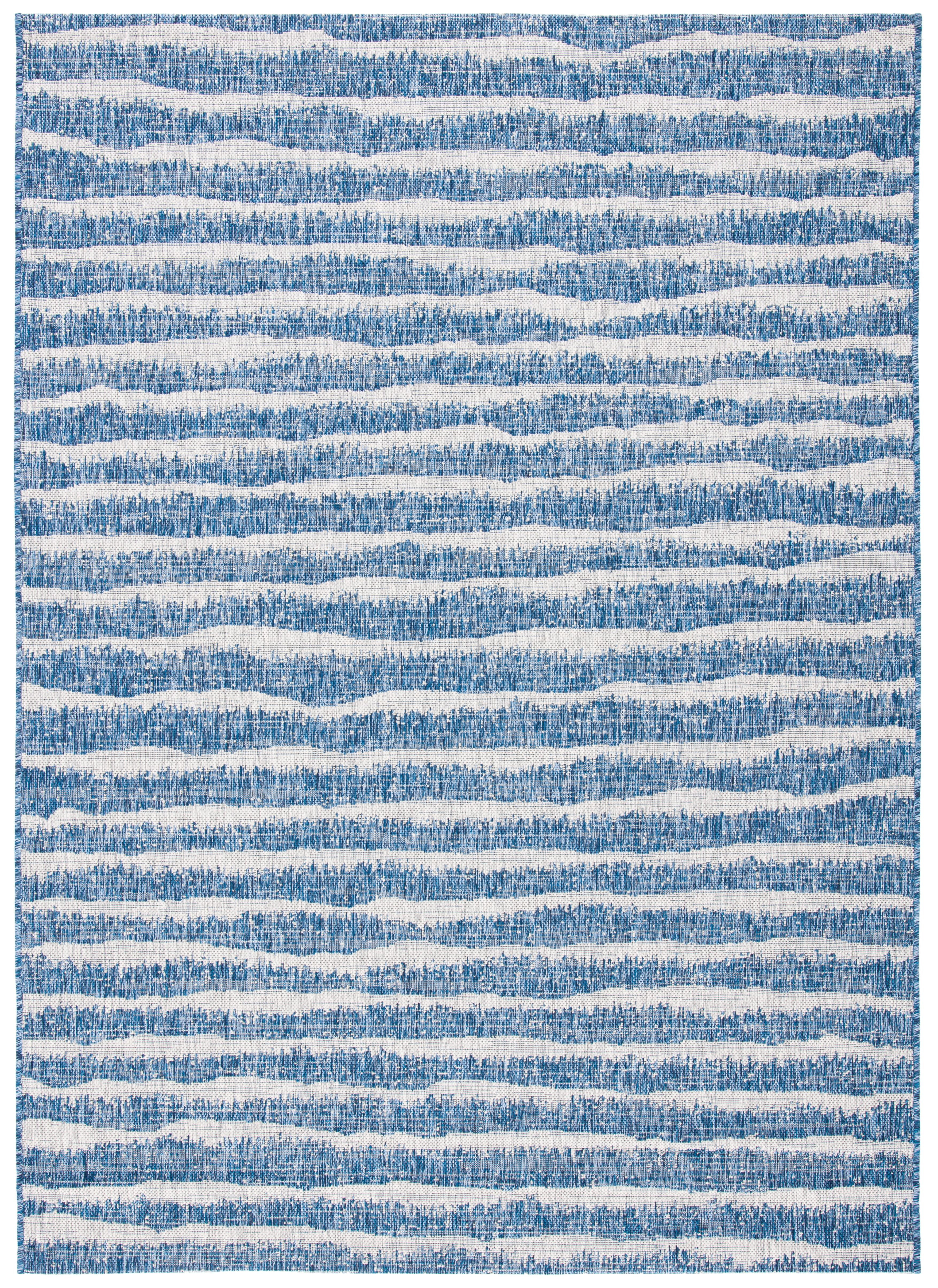 SAFAVIEH Courtyard Lilly Striped Indoor/Outdoor Area Rug, Navy/Grey, 5 ...