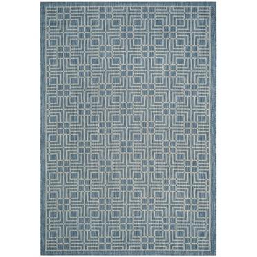 SAFAVIEH Bermuda Kieron Geometric Indoor/Outdoor Runner Rug Navy/Cream ...