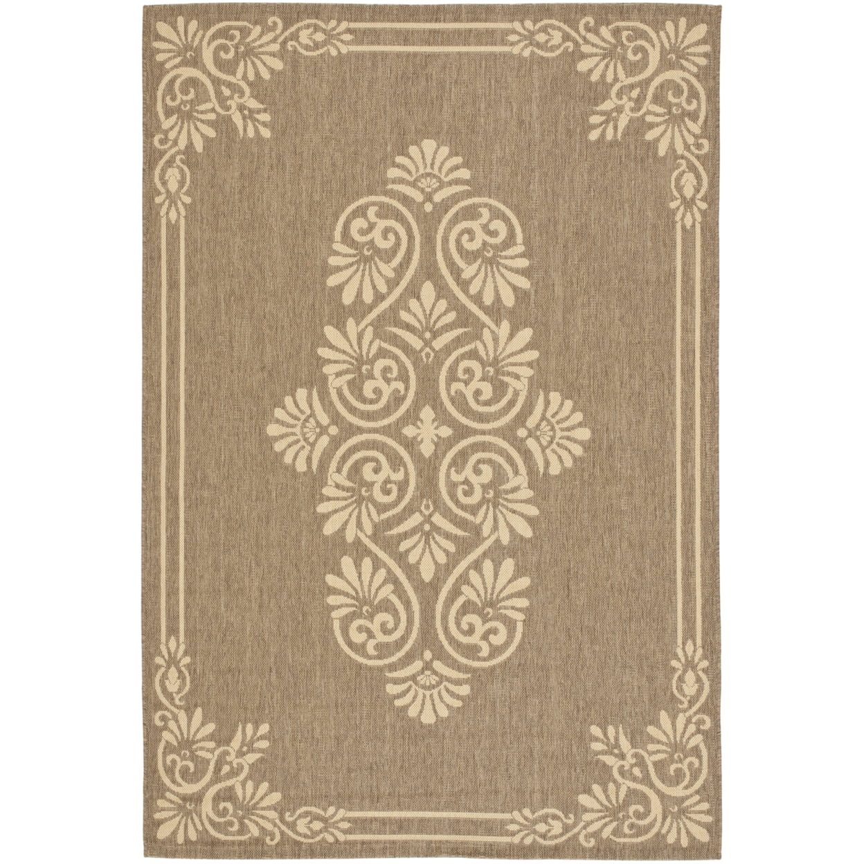 SAFAVIEH Courtyard Nowell Floral Bordered Indoor/Outdoor Area Rug Brown ...
