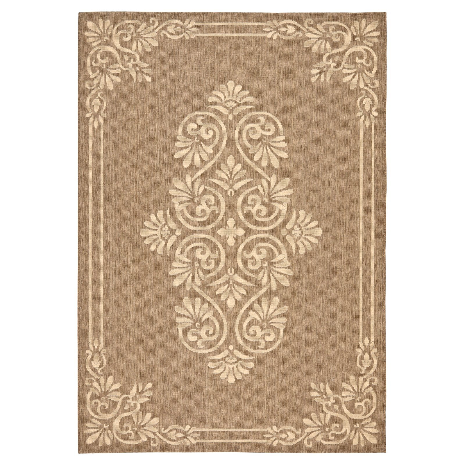 SAFAVIEH Courtyard Nowell Floral Bordered Indoor/Outdoor Area Rug Brown ...