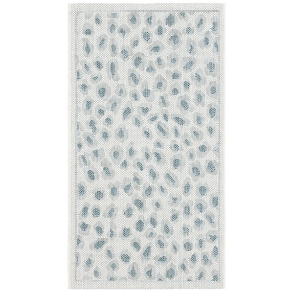 SAFAVIEH Courtyard Otis Spotted Indoor/Outdoor Area Rug, Ivory/Blue, 2 ...