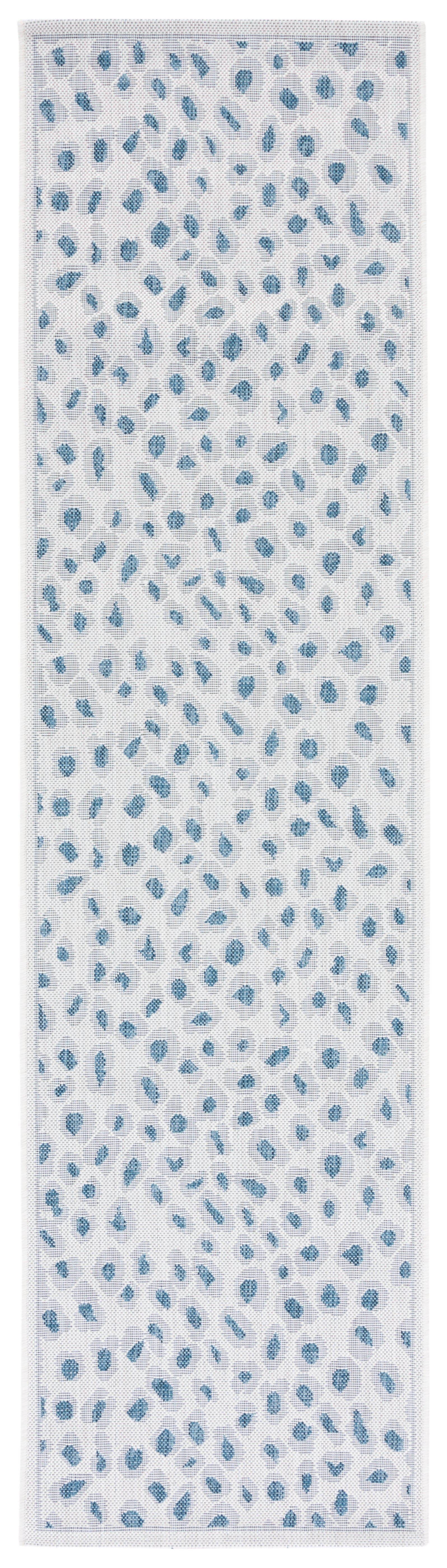 SAFAVIEH Courtyard Otis Spotted Indoor/Outdoor Runner Rug, Ivory/Blue ...