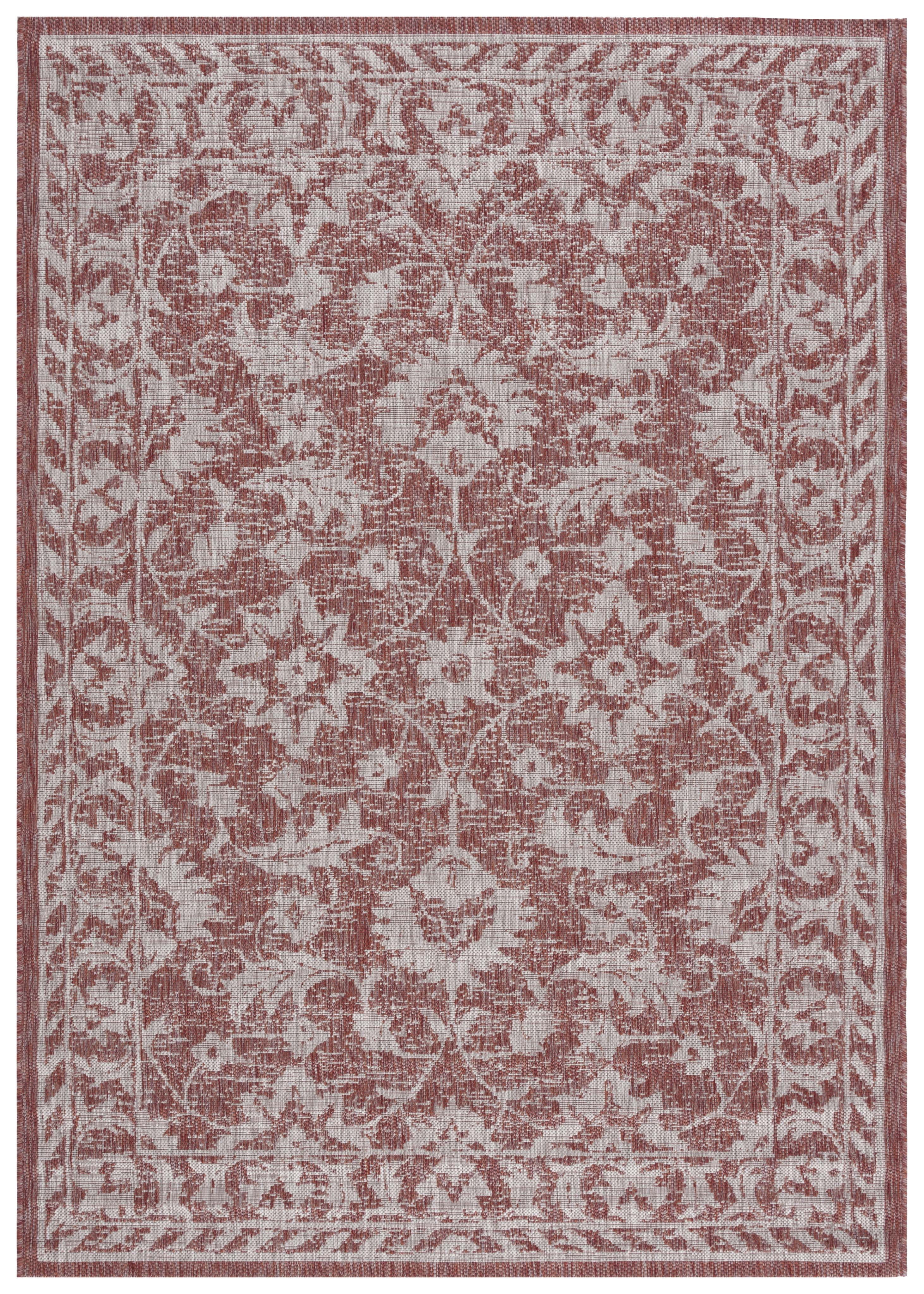 SAFAVIEH Courtyard Proinsias Floral Indoor/Outdoor Area Rug, Red/Beige ...