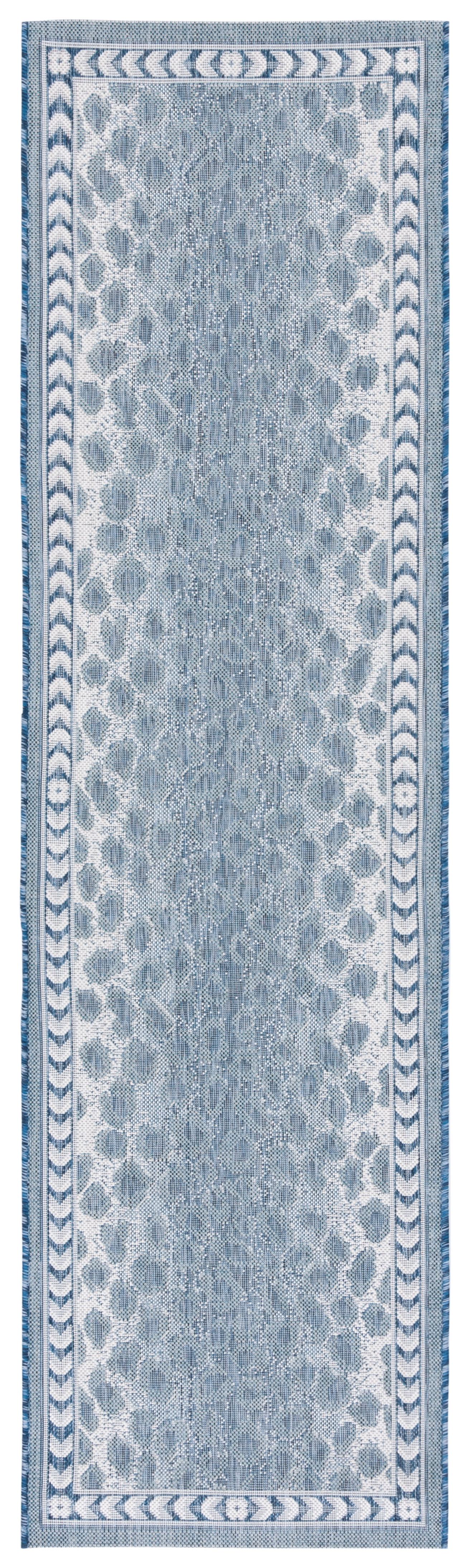 SAFAVIEH Courtyard Regent Animal Indoor/Outdoor Runner Rug, Blue/Ivory ...
