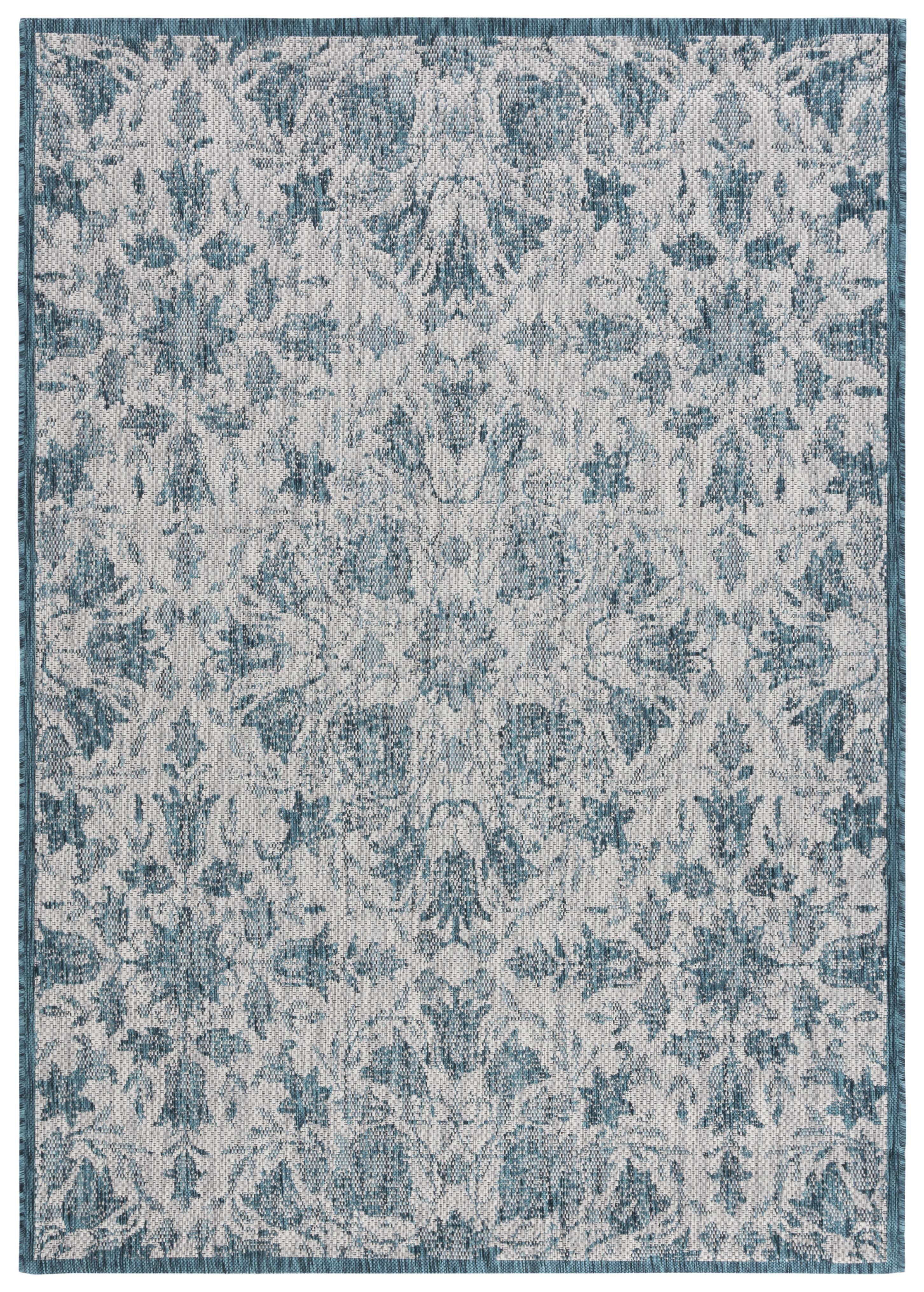 SAFAVIEH Courtyard Rodge Floral Indoor/Outdoor Area Rug, Grey/Blue, 5'3 ...