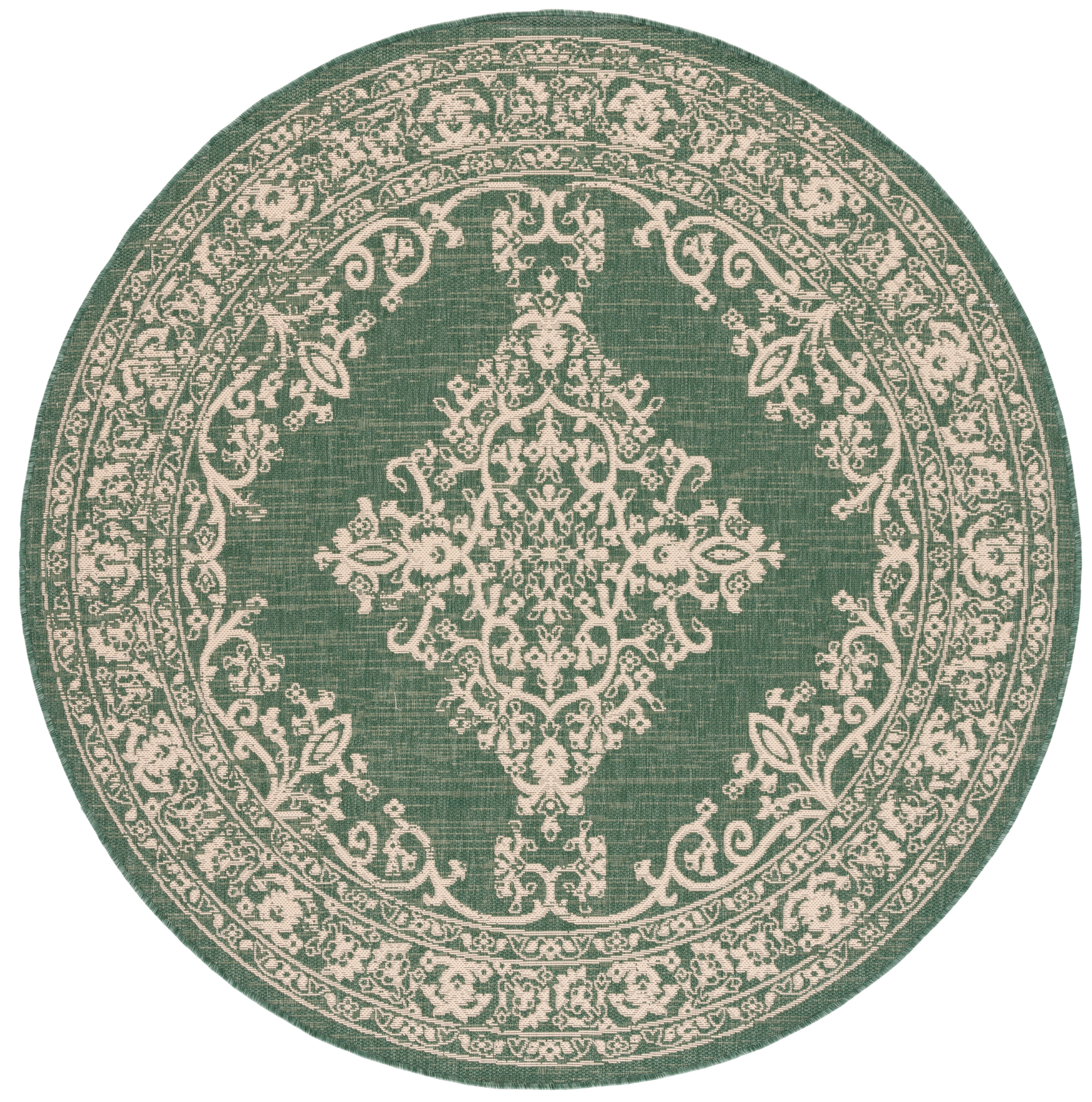 SAFAVIEH Courtyard Sandra Medallion Indoor/Outdoor Area Rug, Dark Green ...