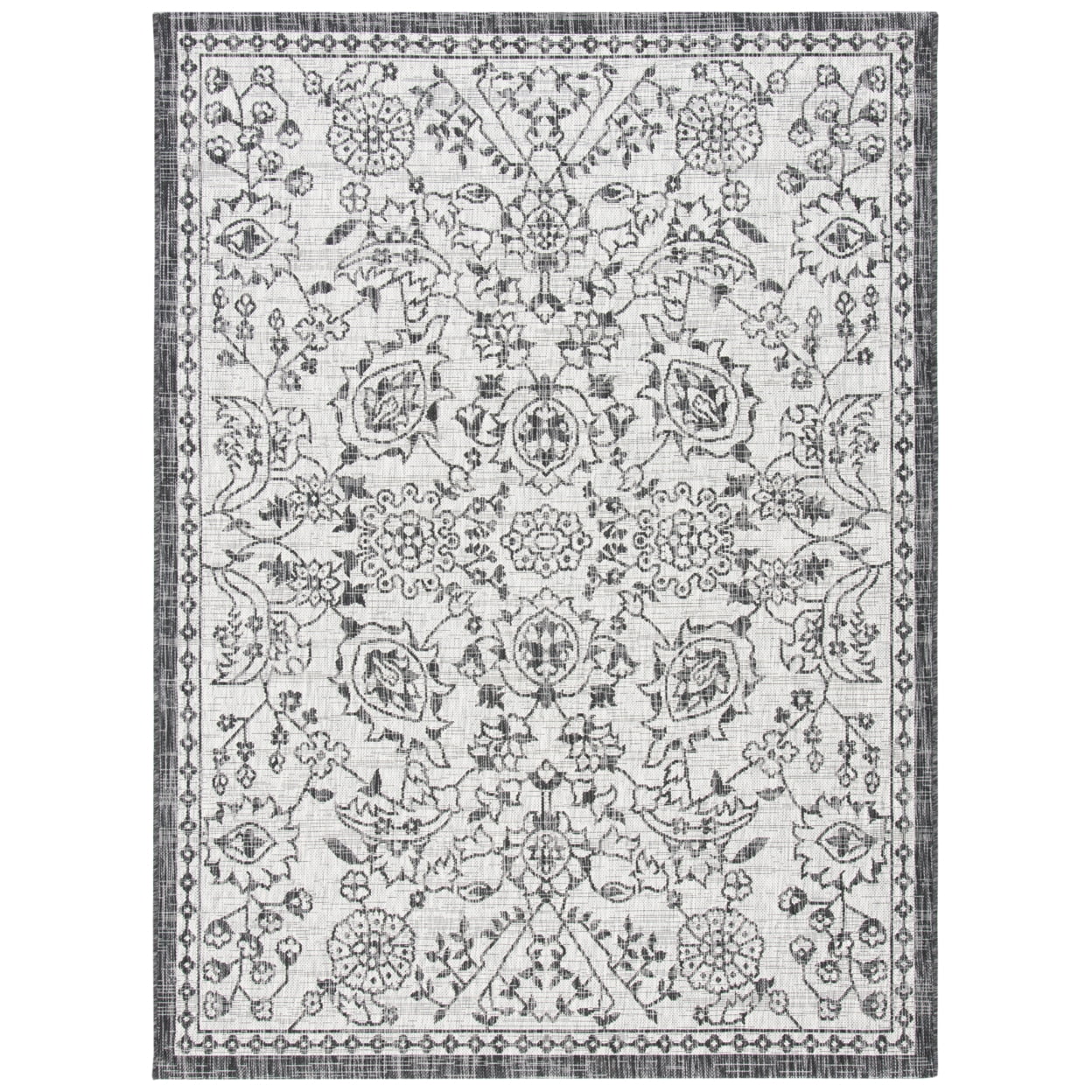 SAFAVIEH Courtyard Skylar Floral Indoor/Outdoor Area Rug, Grey/Black, 8 ...
