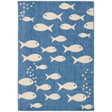 SAFAVIEH Courtyard Trena Fish Print Indoor/Outdoor Area Rug, 5'3" x 7'7 ...