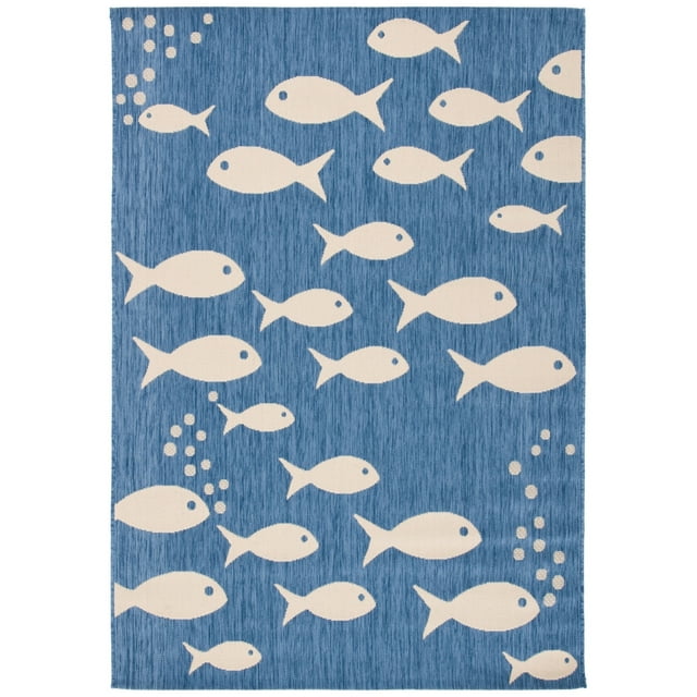 SAFAVIEH Courtyard Trena Fish Print Indoor/Outdoor Area Rug, 5'3" x 7'7 ...