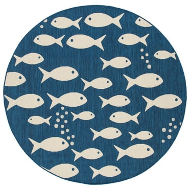 SAFAVIEH Courtyard Trena Fish Print Indoor/Outdoor Area Rug, 9' x 12 ...