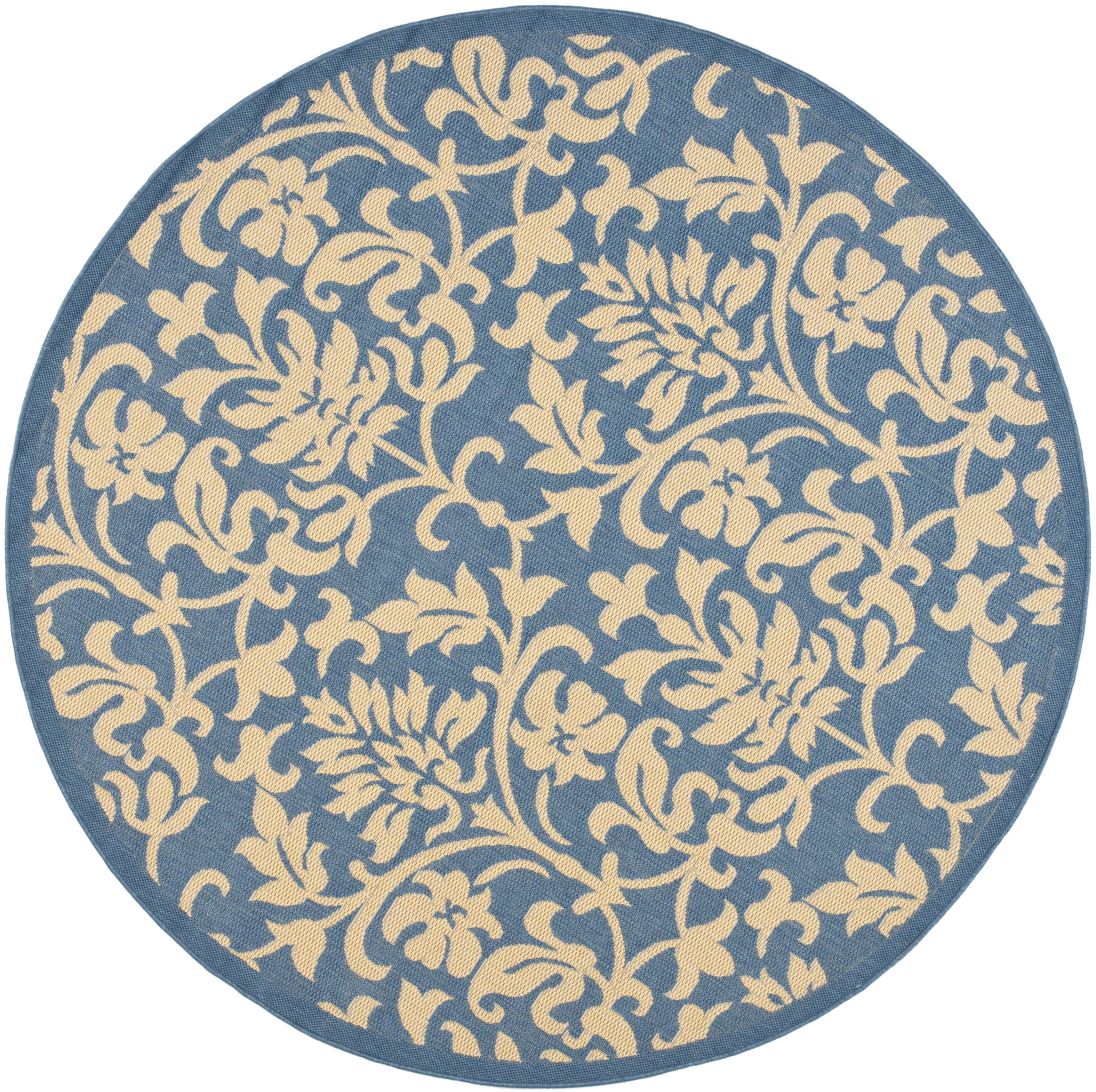 SAFAVIEH Courtyard Yvette Floral Indoor/Outdoor Area Rug, Blue/Natural ...