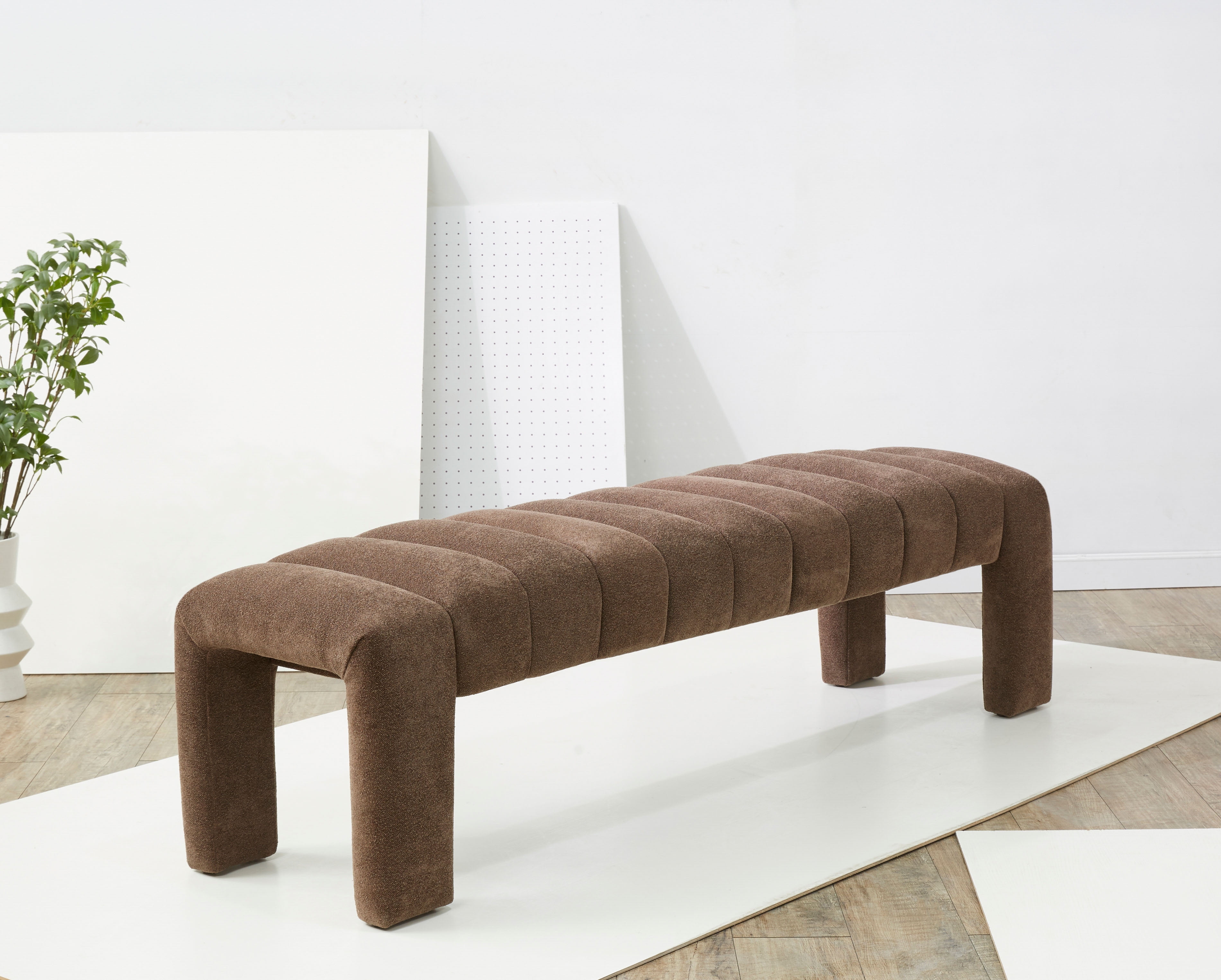 SAFAVIEH Couture Bellisima Solid Tufted Boucle Modern Bench, Dark Brown ...