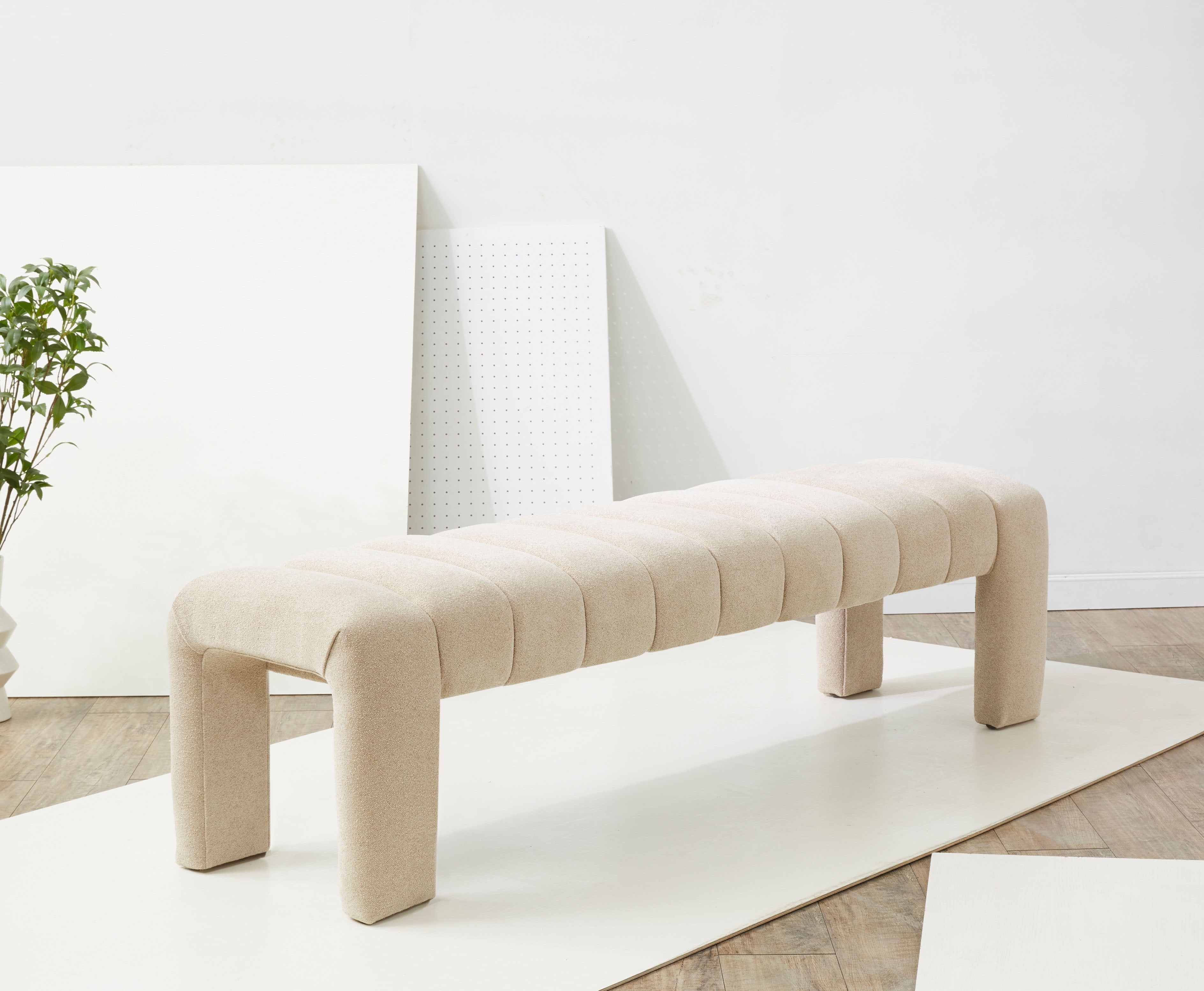SAFAVIEH Couture Bellisima Solid Tufted Boucle Modern Bench, Tan ...