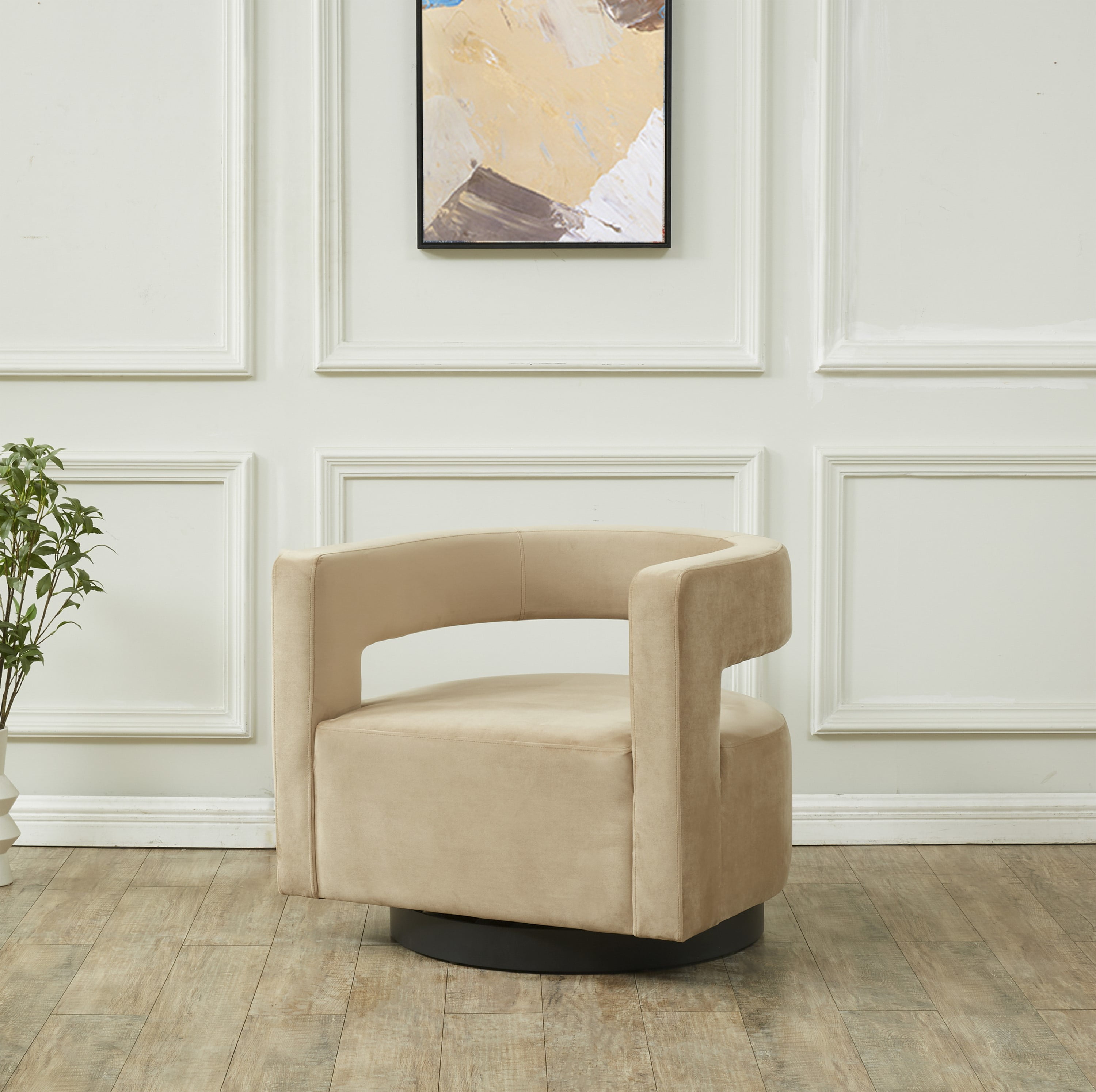 SAFAVIEH Couture Edgar Modern Velvet Solid Swivel Armchair, Light Brown ...