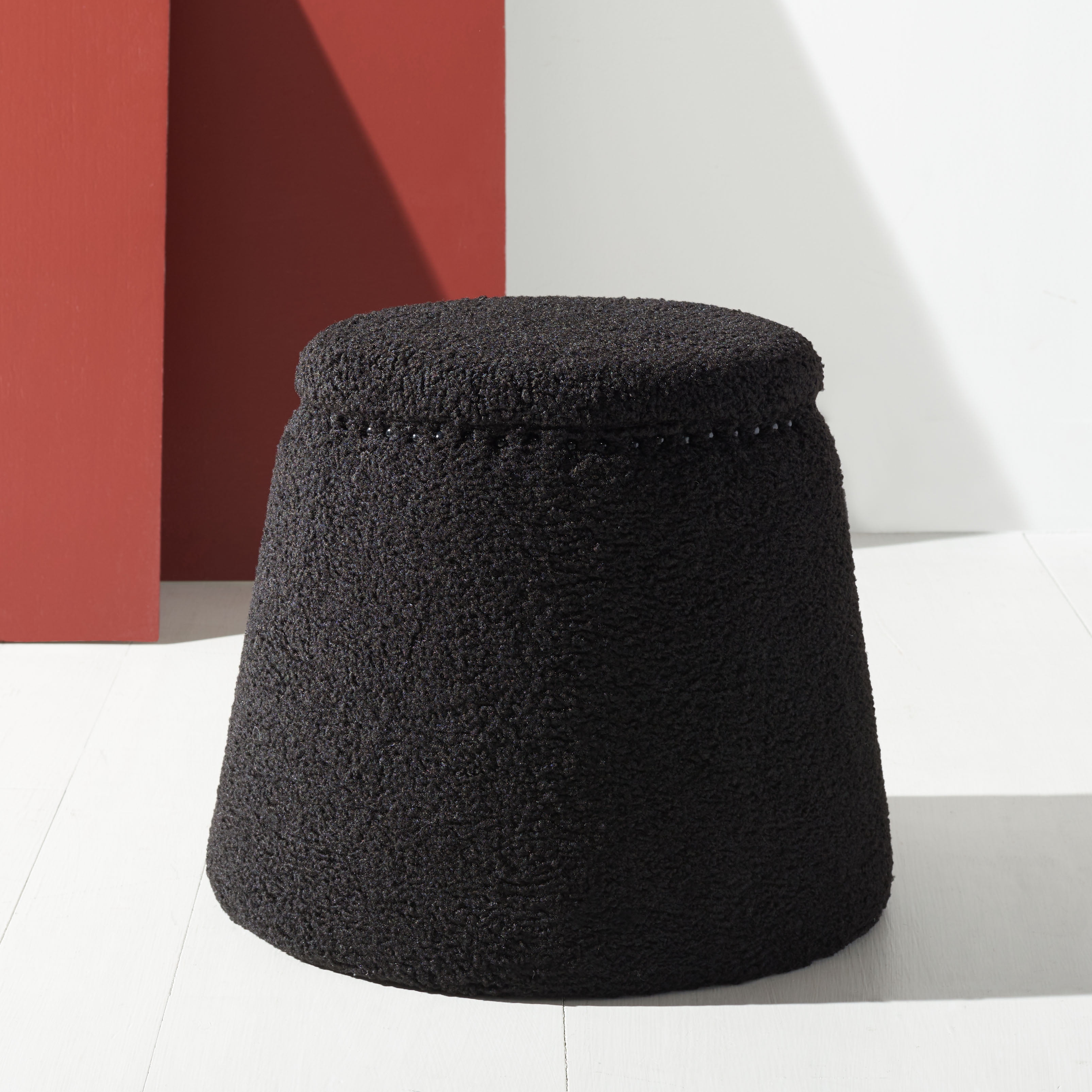 SAFAVIEH Couture Ellerose Glam Faux Lamb Wool Ottoman, Black - Walmart.com
