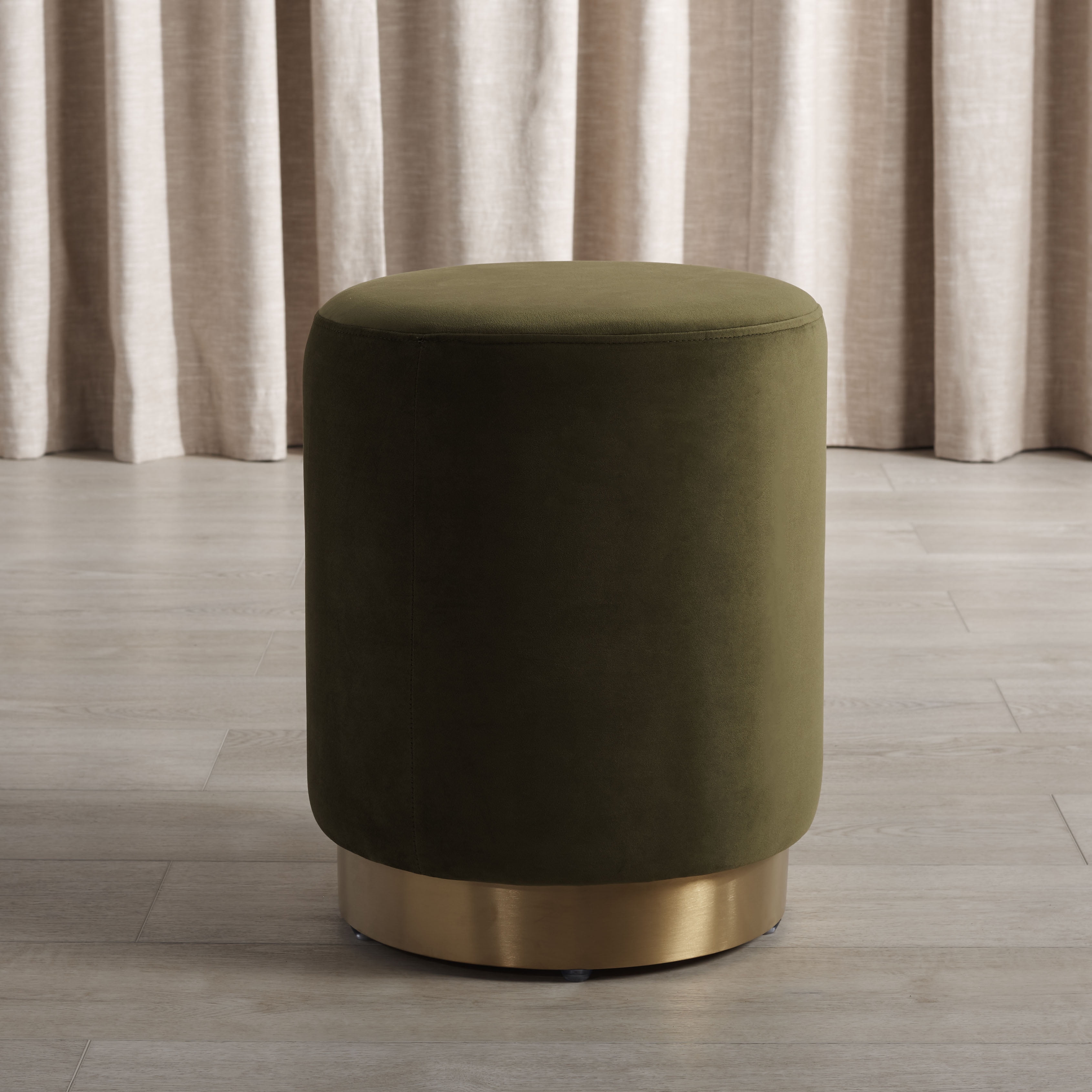 SAFAVIEH Couture Elsworth Glam Velvet Ottoman with Brass Base, Olive ...