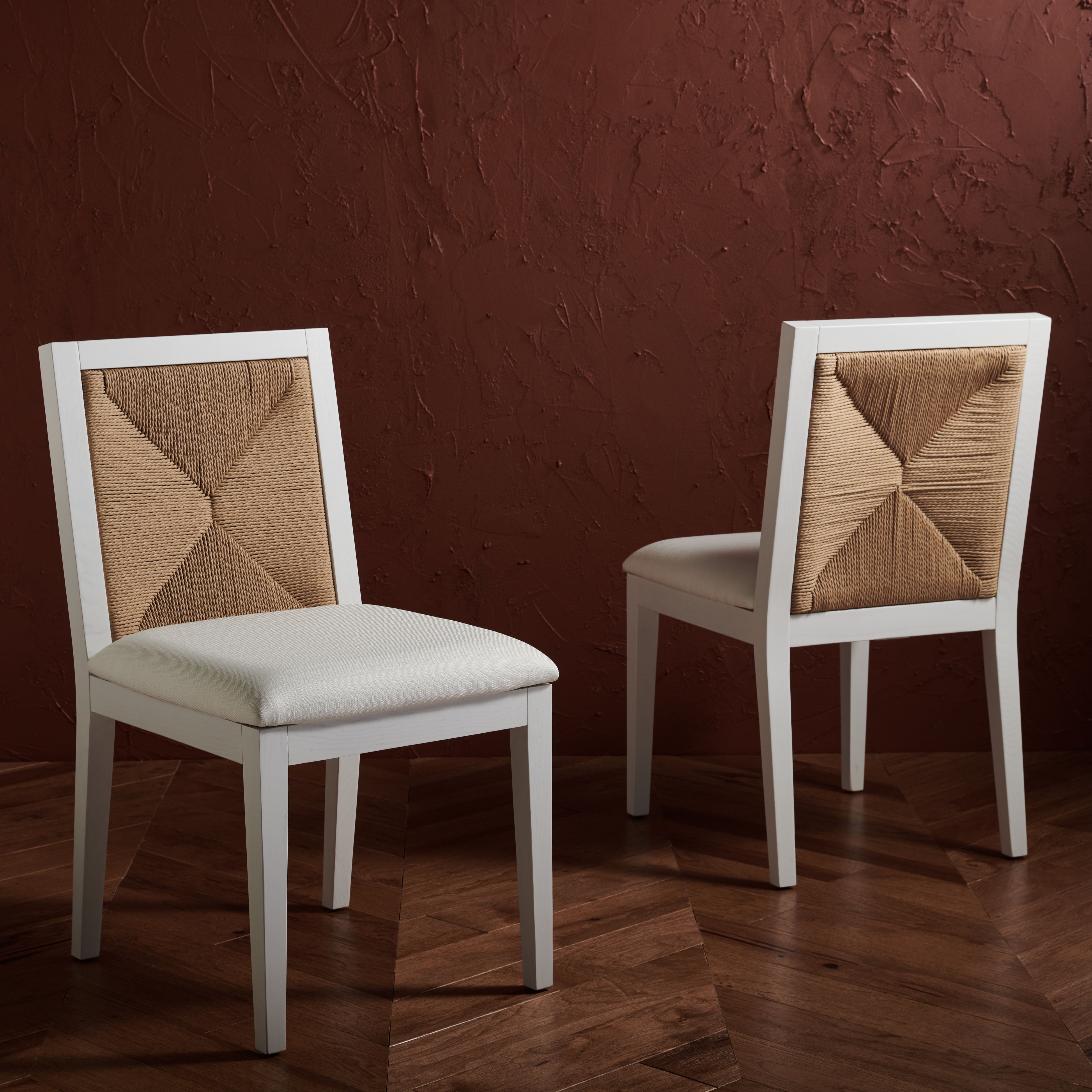 SAFAVIEH Couture Emilio Modern Linen Solid Dining Chair, White/Natural ...