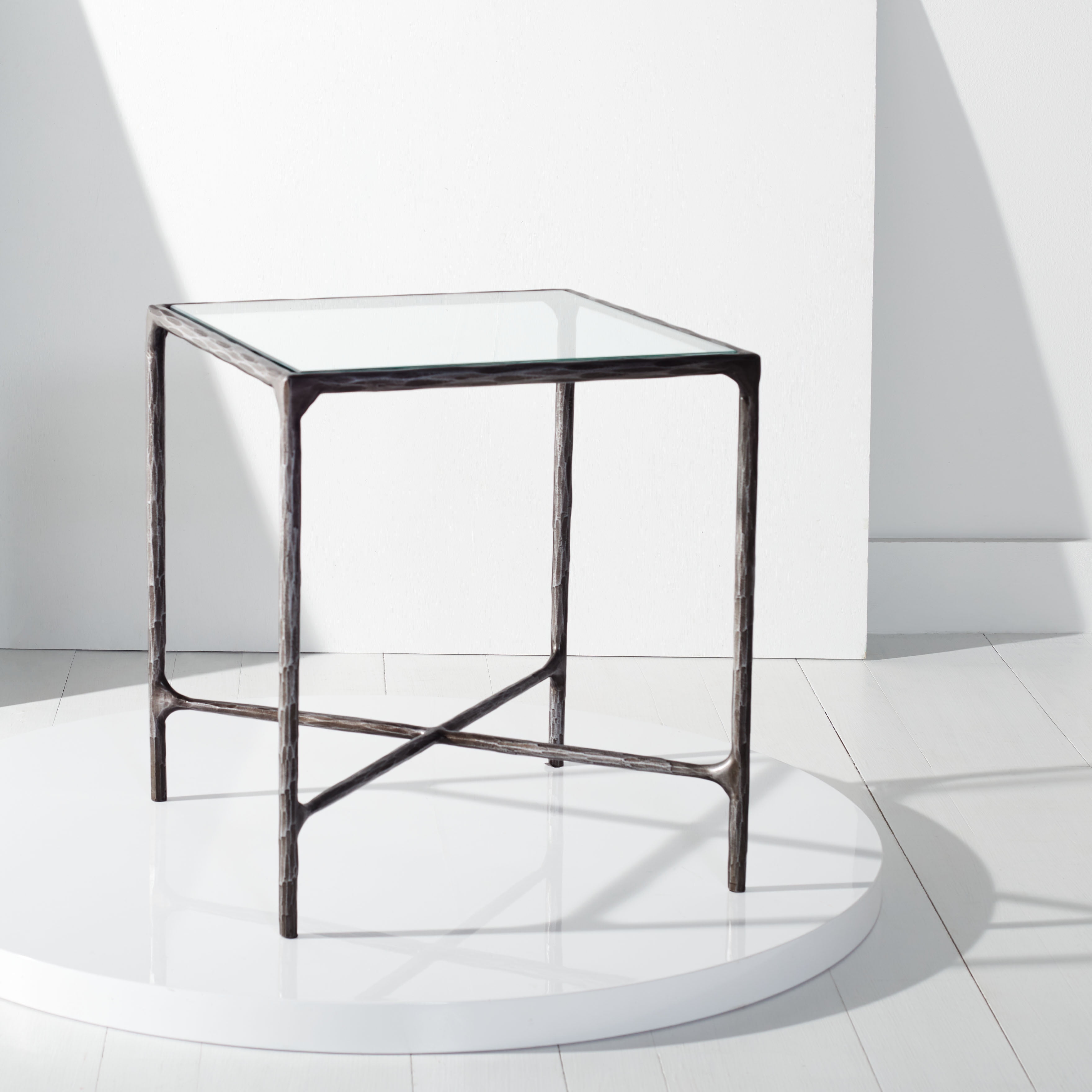 SAFAVIEH Couture Jessa Glam Glass Top Metal End Table, Black - Walmart.com