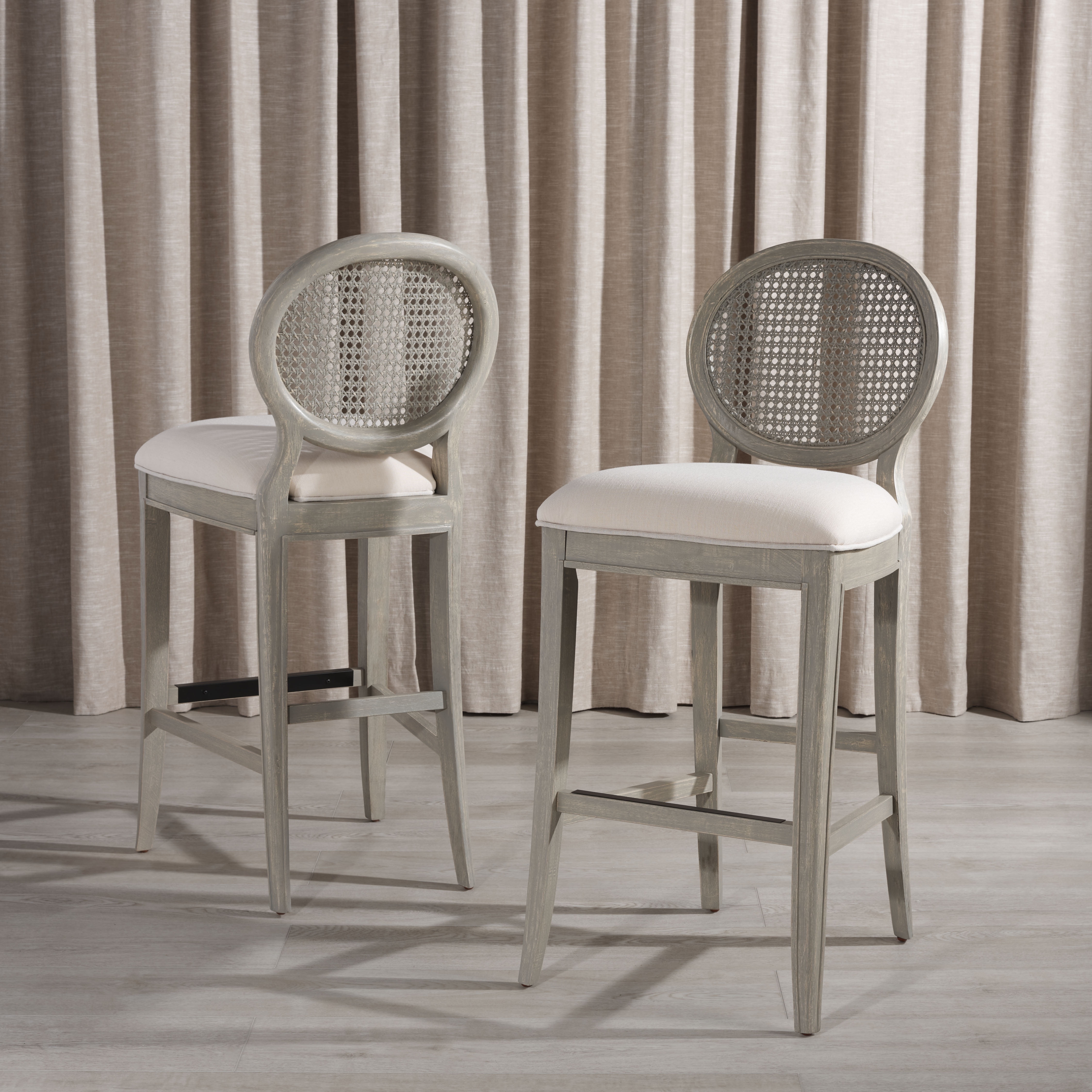 SAFAVIEH Couture Karlee Square Low Back Bar Stool, Rustic Grey/Beige ...
