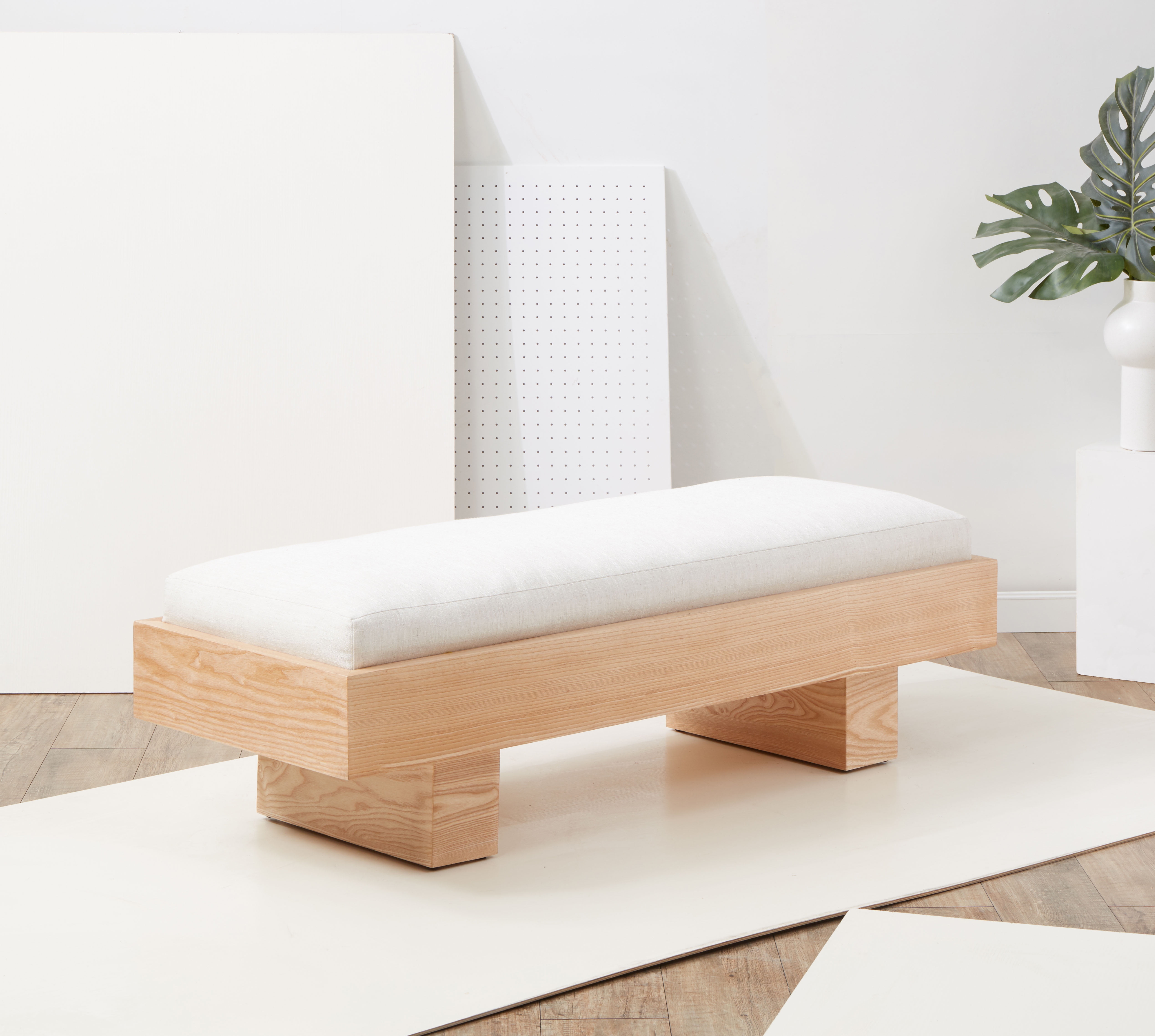 SAFAVIEH Couture Karmen Linen Rustic Bench - White/Natural - Walmart.com