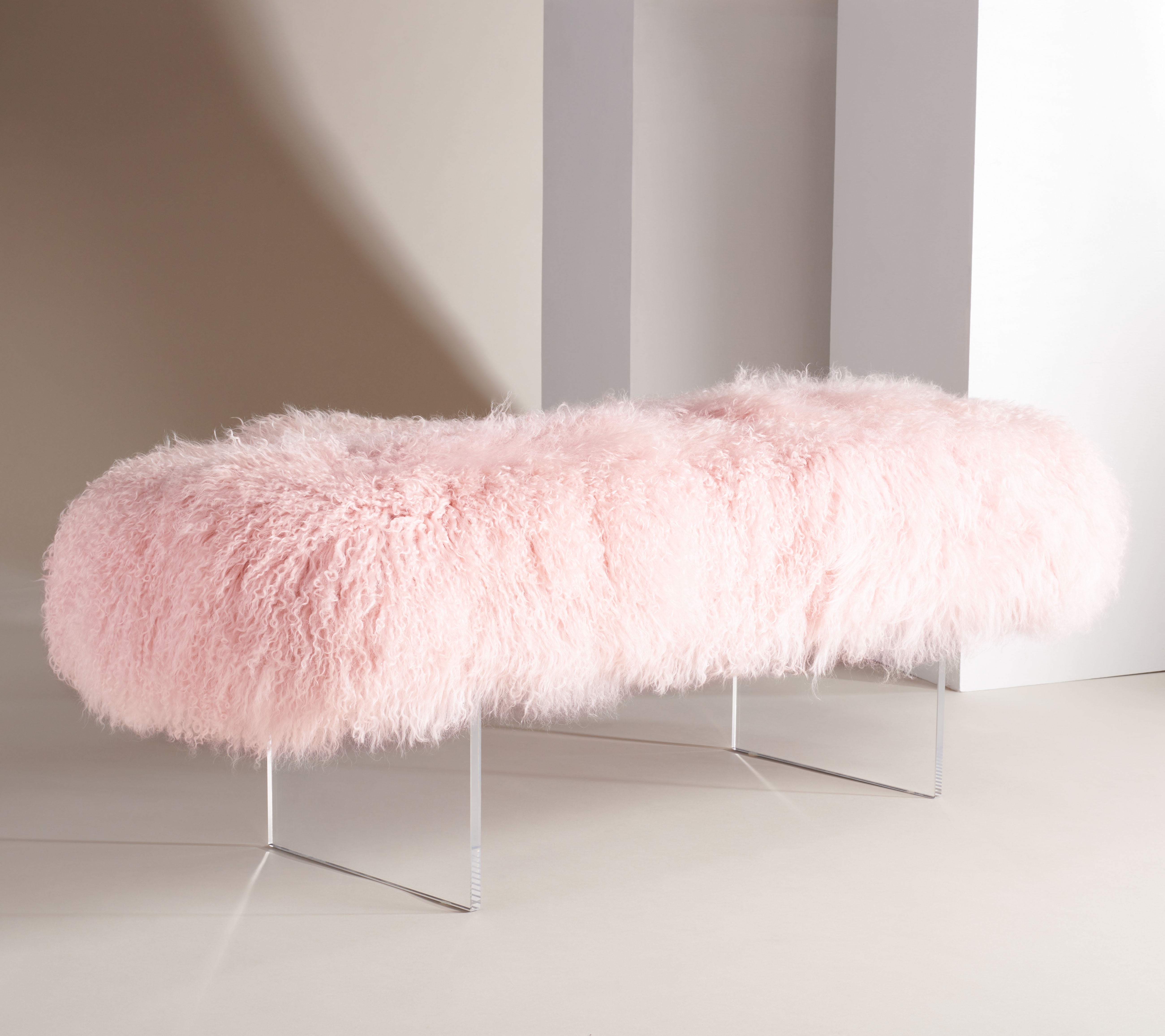 SAFAVIEH Couture Lilliana Solid Sheepskin Modern Bench, Blush - Walmart.com