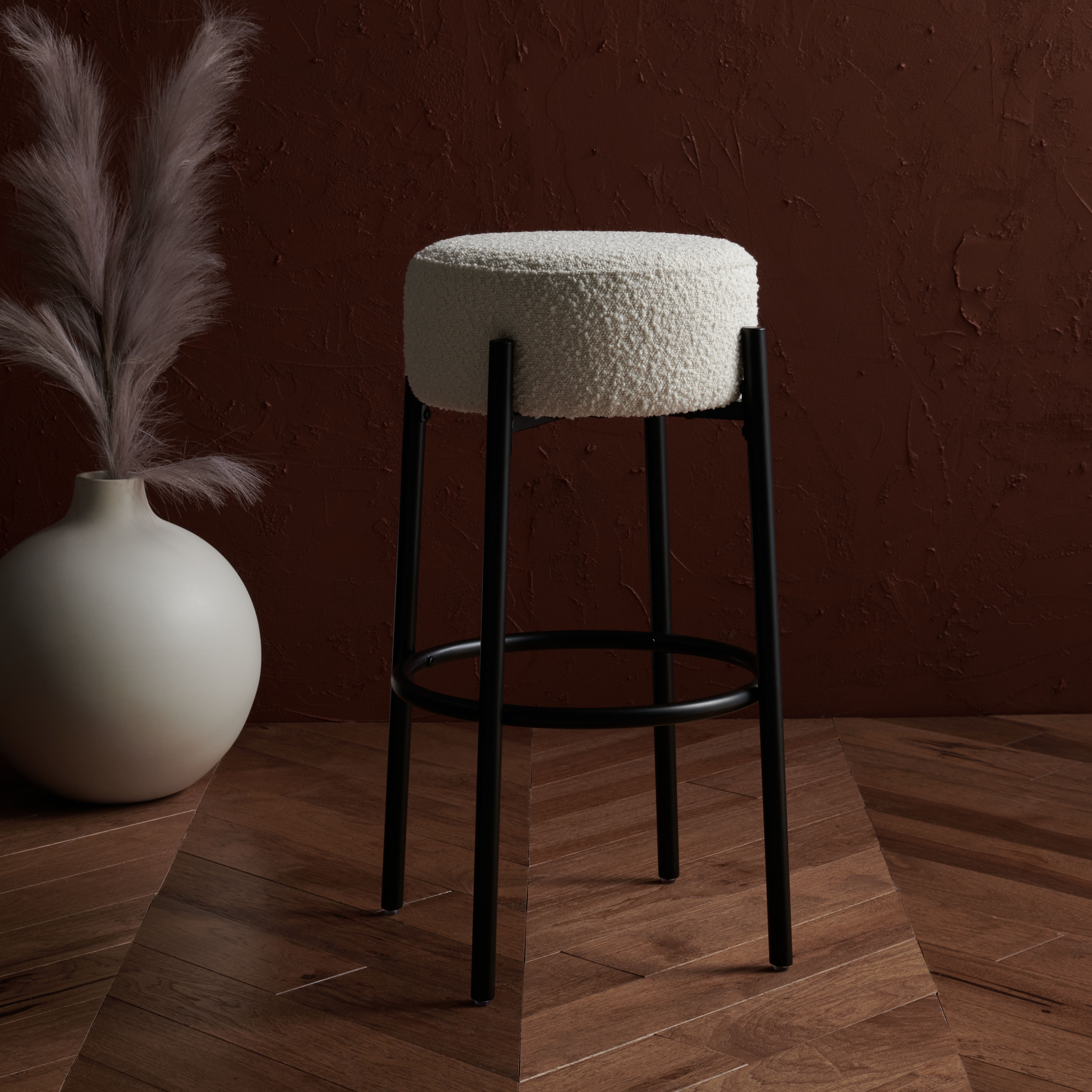 SAFAVIEH Couture Paisleigh Round Backless Bar Stool, Ivory/Black ...