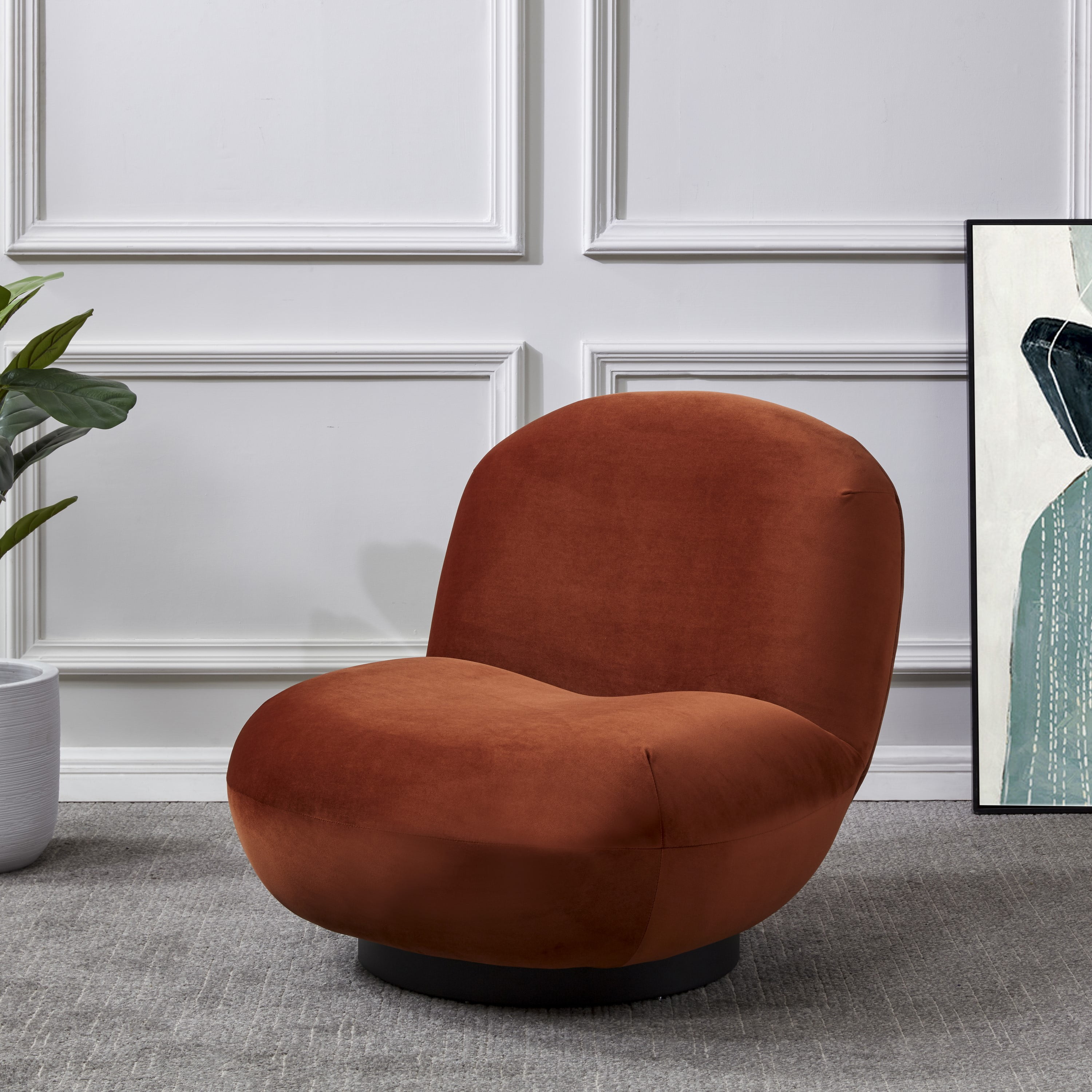 SAFAVIEH Couture Stevie Modern Velvet Solid Accent Chair, Rust/Black ...