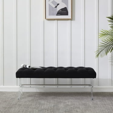 SAFAVIEH Couture Damian Solid Tufted Linen Contemporary Bench, Olive ...
