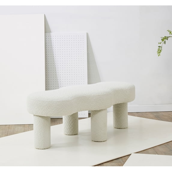 SAFAVIEH Couture Tulsa Solid Boucle Modern Bench, Ivory - Walmart.com