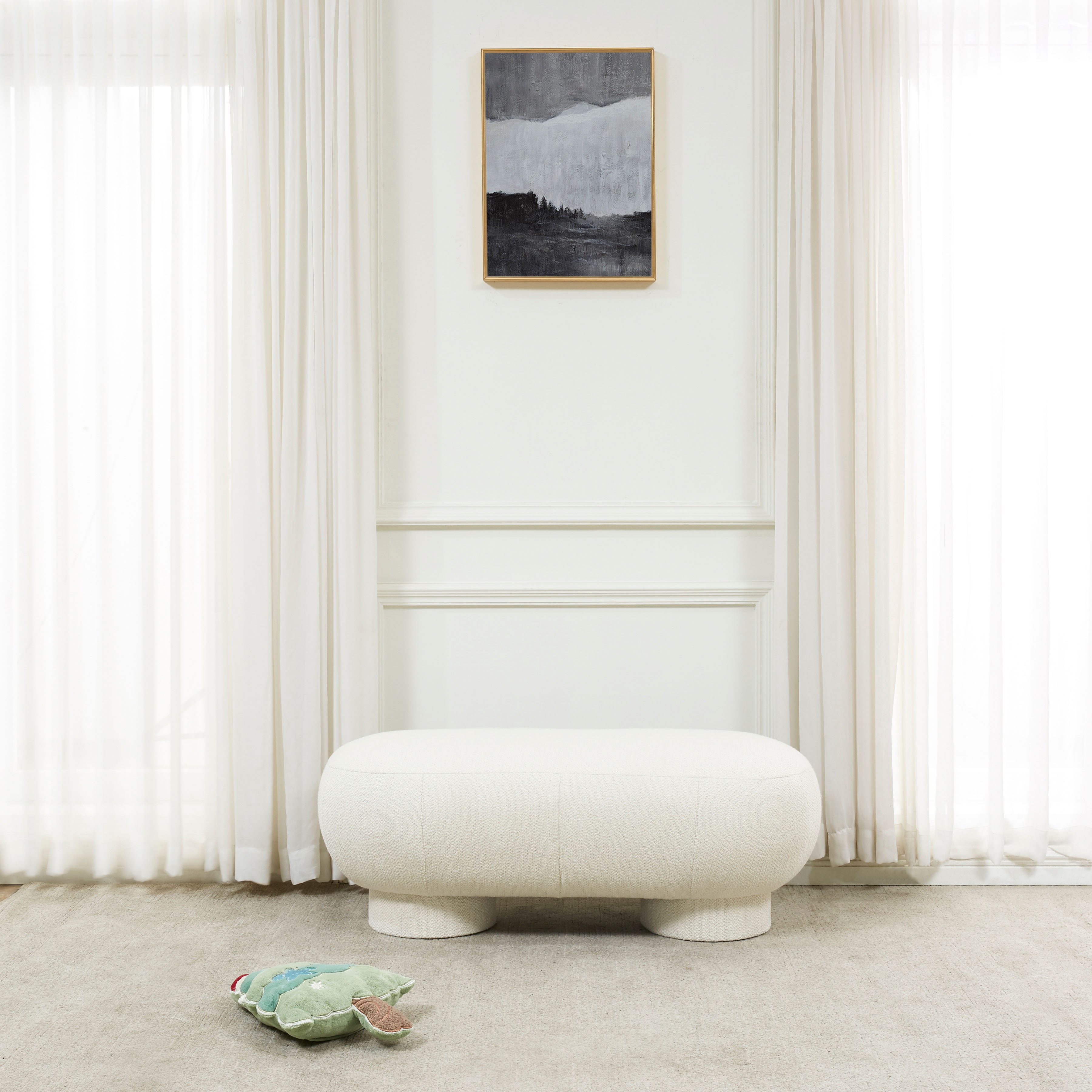 SAFAVIEH Couture Zaydie Solid Polyester Blend Modern Bench, Ivory ...