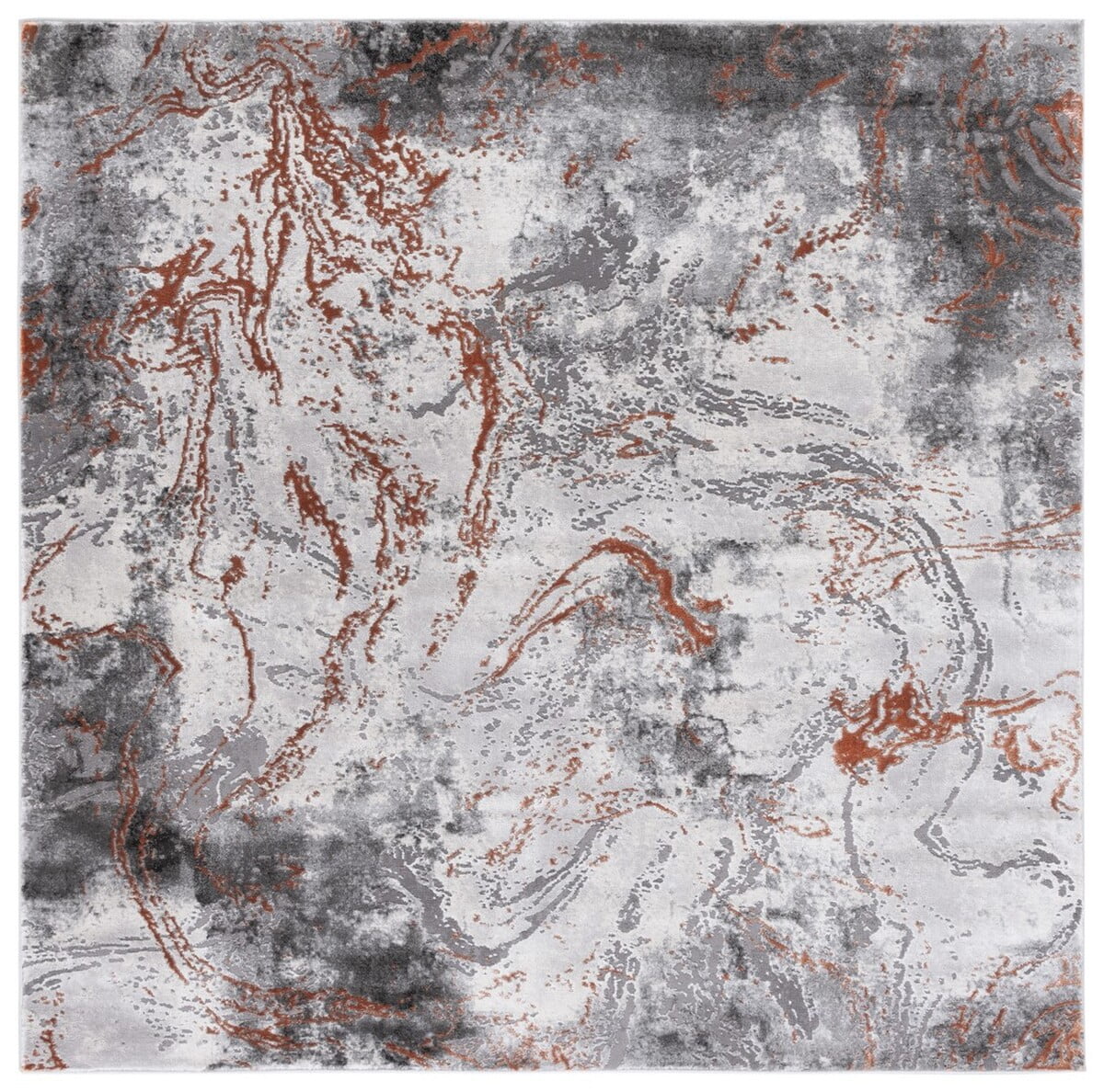 SAFAVIEH Craft Kaelee Abstract Area Rug, Grey/Orange, 6'7" x 6'7 ...