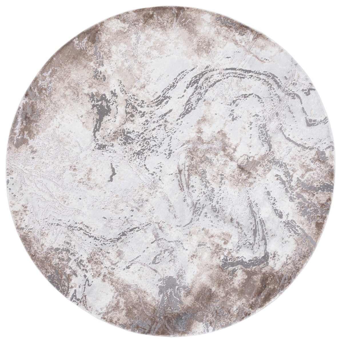 SAFAVIEH Craft Kaelee Abstract Area Rug, Grey/Taupe, 6'7" x 6'7" Round ...