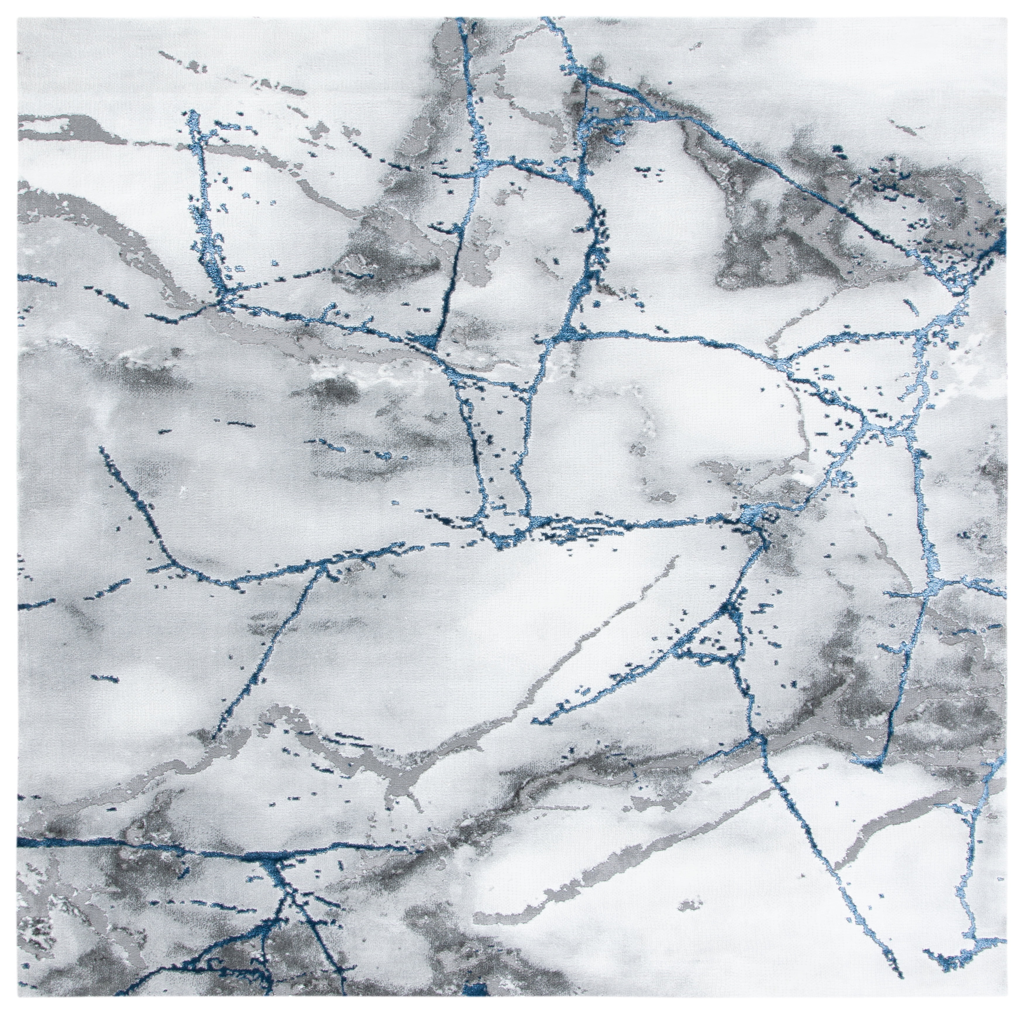 SAFAVIEH Craft Paul Abstract Area Rug, Ivory Grey/Blue, 8' x 8' Square ...