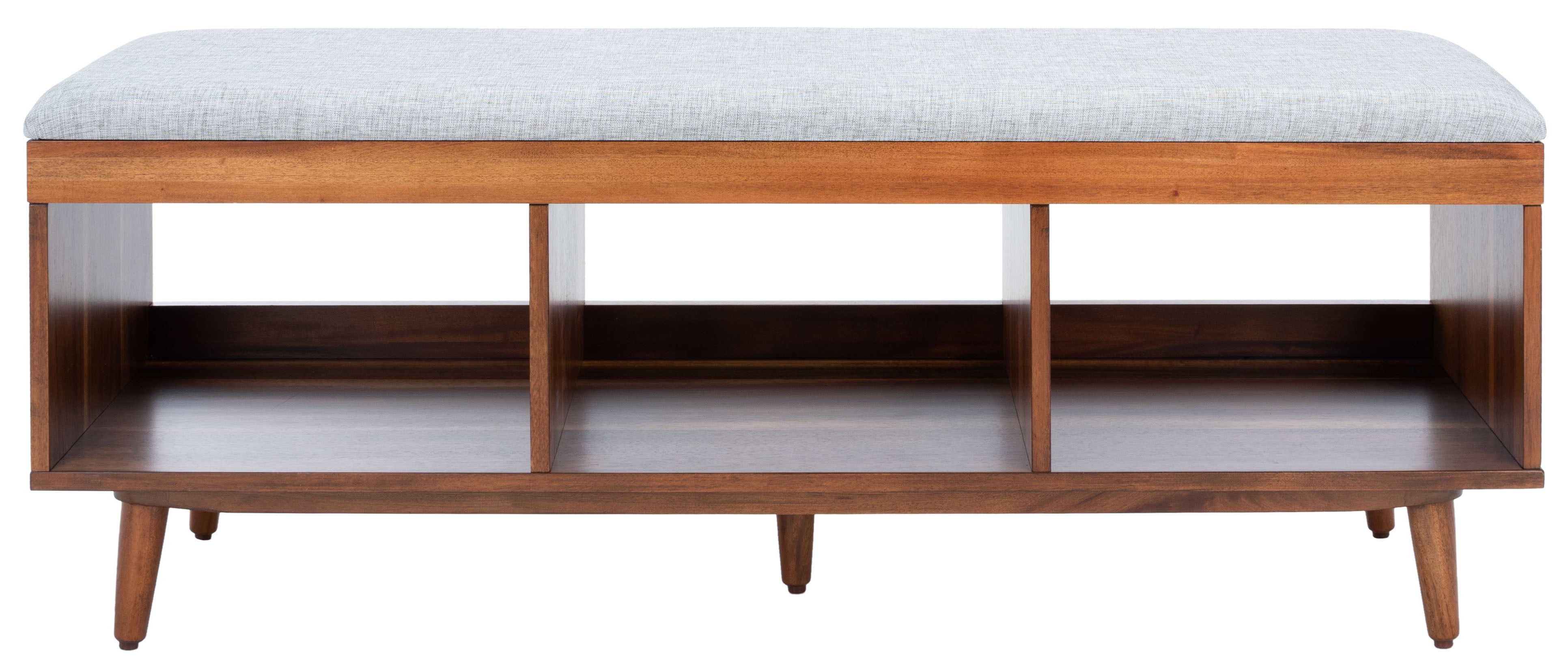 SAFAVIEH Retro Wooden Cricket Bench with Extra Open Shelf and Cushion ...