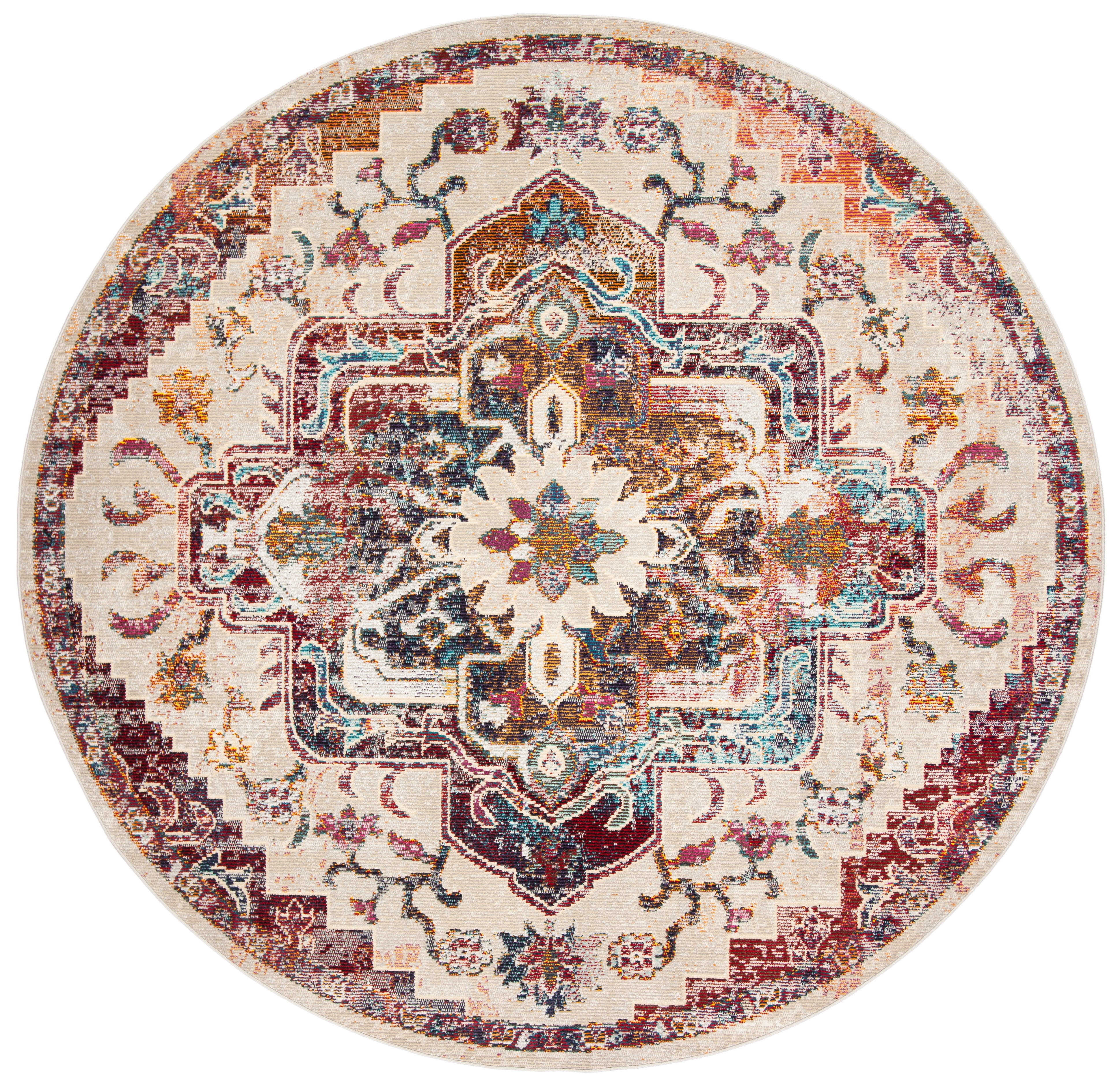 SAFAVIEH Crystal Debra Southwestern Area Rug, Light Blue/Burgundy, 5' x ...