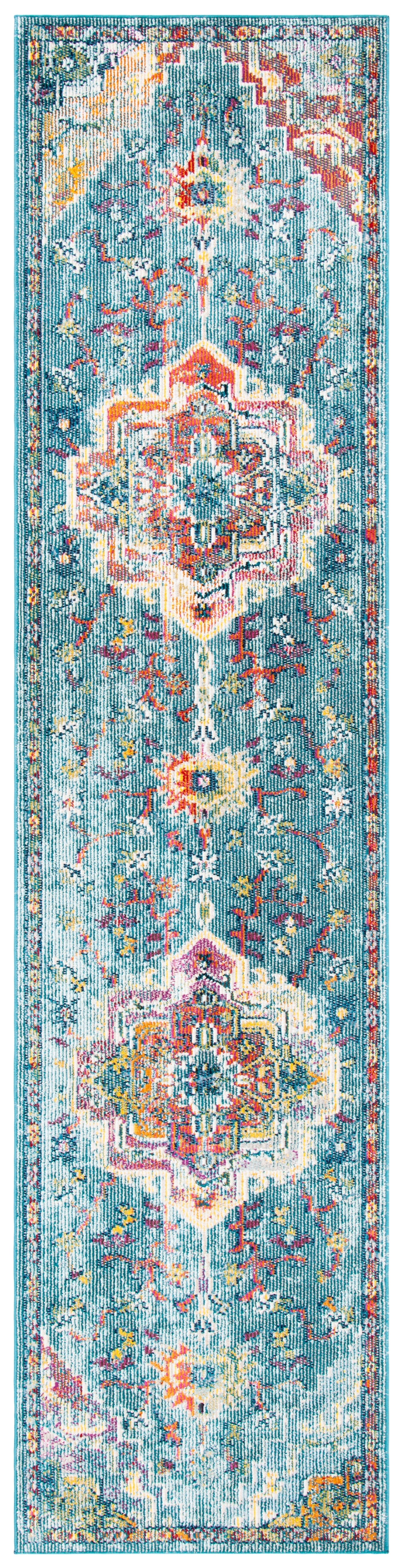 SAFAVIEH Crystal Debra Southwestern Runner Rug, Teal/Orange, 2'2" x 9 ...