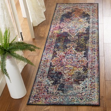 SAFAVIEH Crystal Tyson Traditional Area Rug, Navy/Orange, 5' x 8 ...