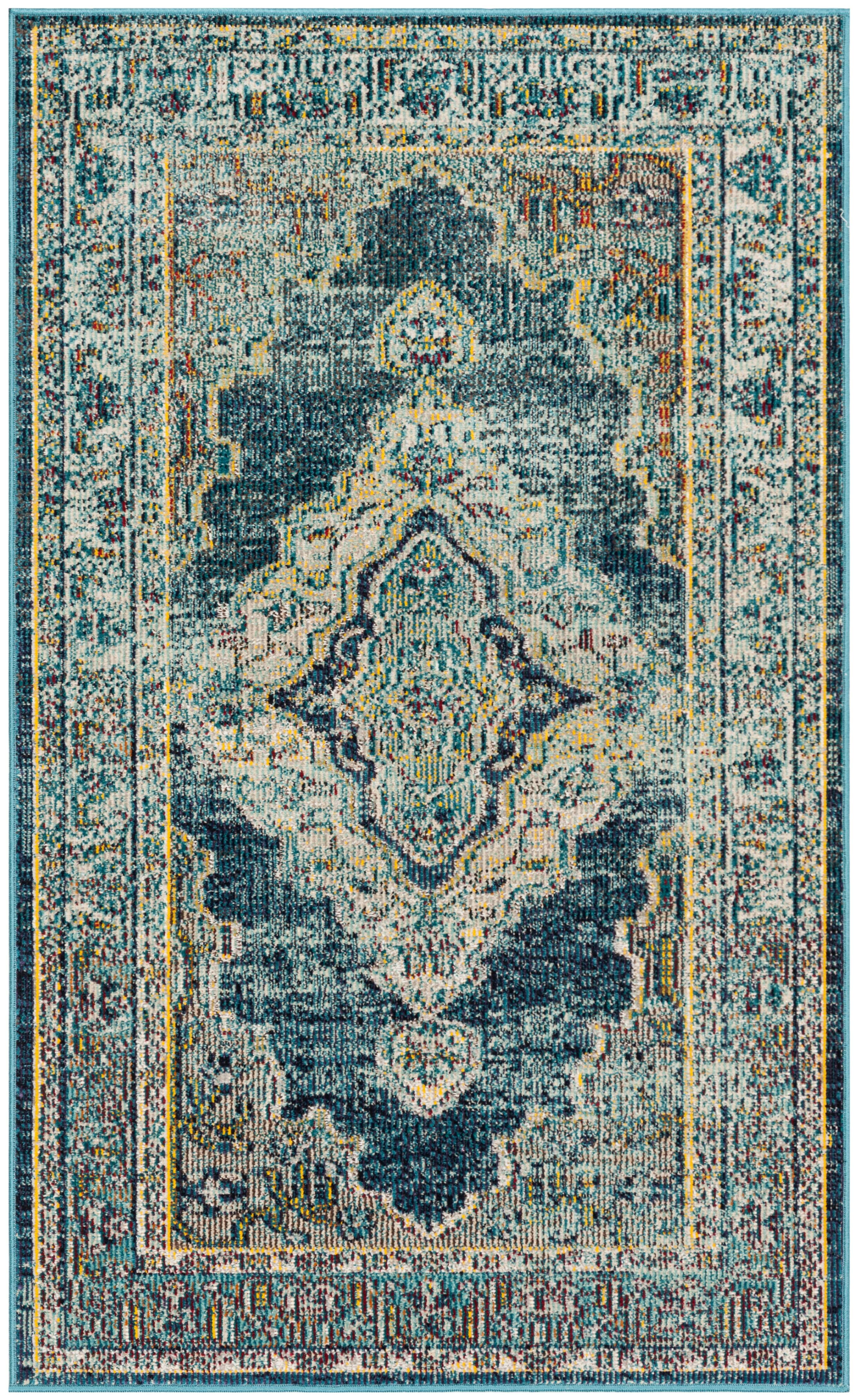 SAFAVIEH Crystal Miranda Oriental Runner Rug, Blue/Yellow, 2'2" x 5 ...
