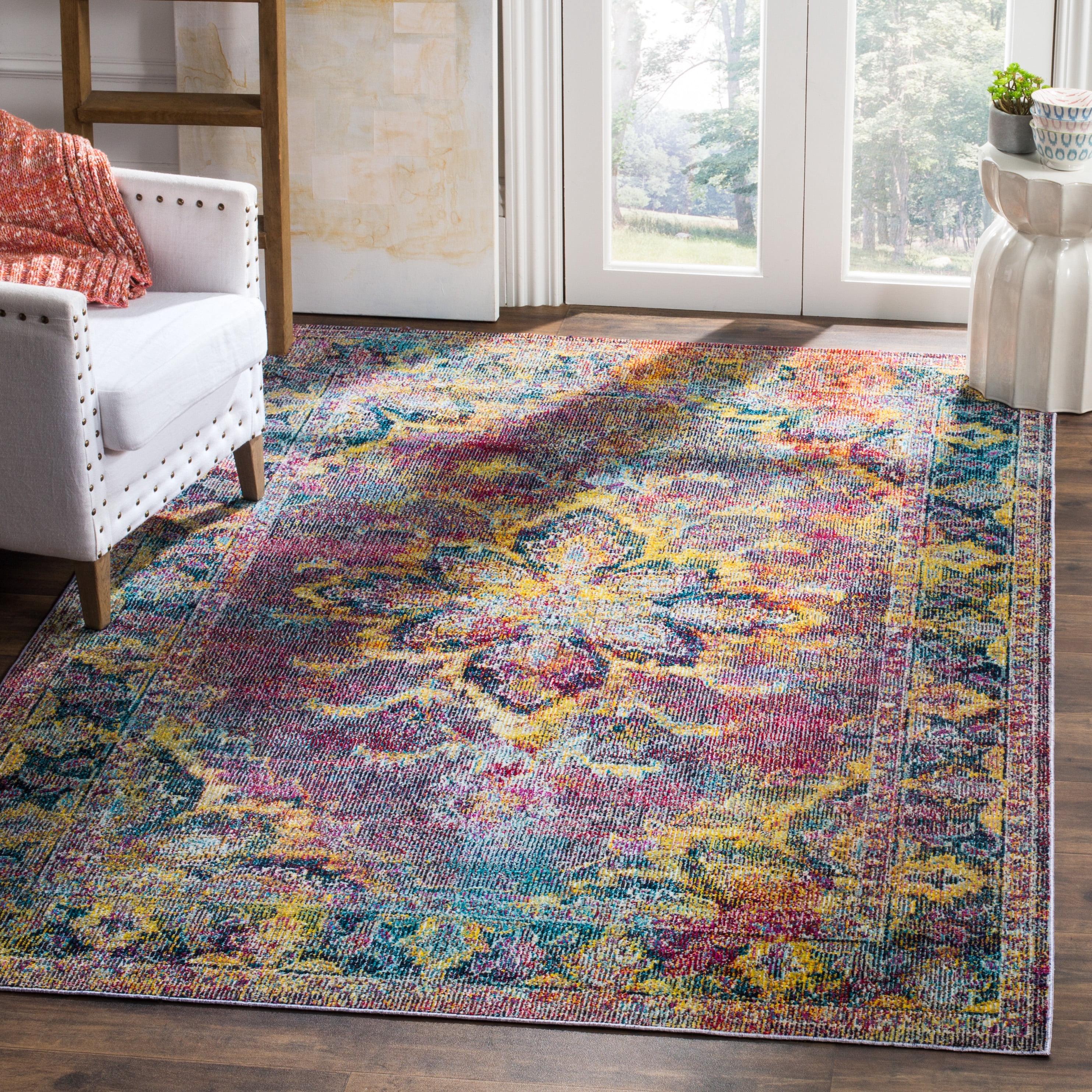 SAFAVIEH Crystal Odran Oriental Area Rug, Navy/Light Blue, 4' x 6 ...