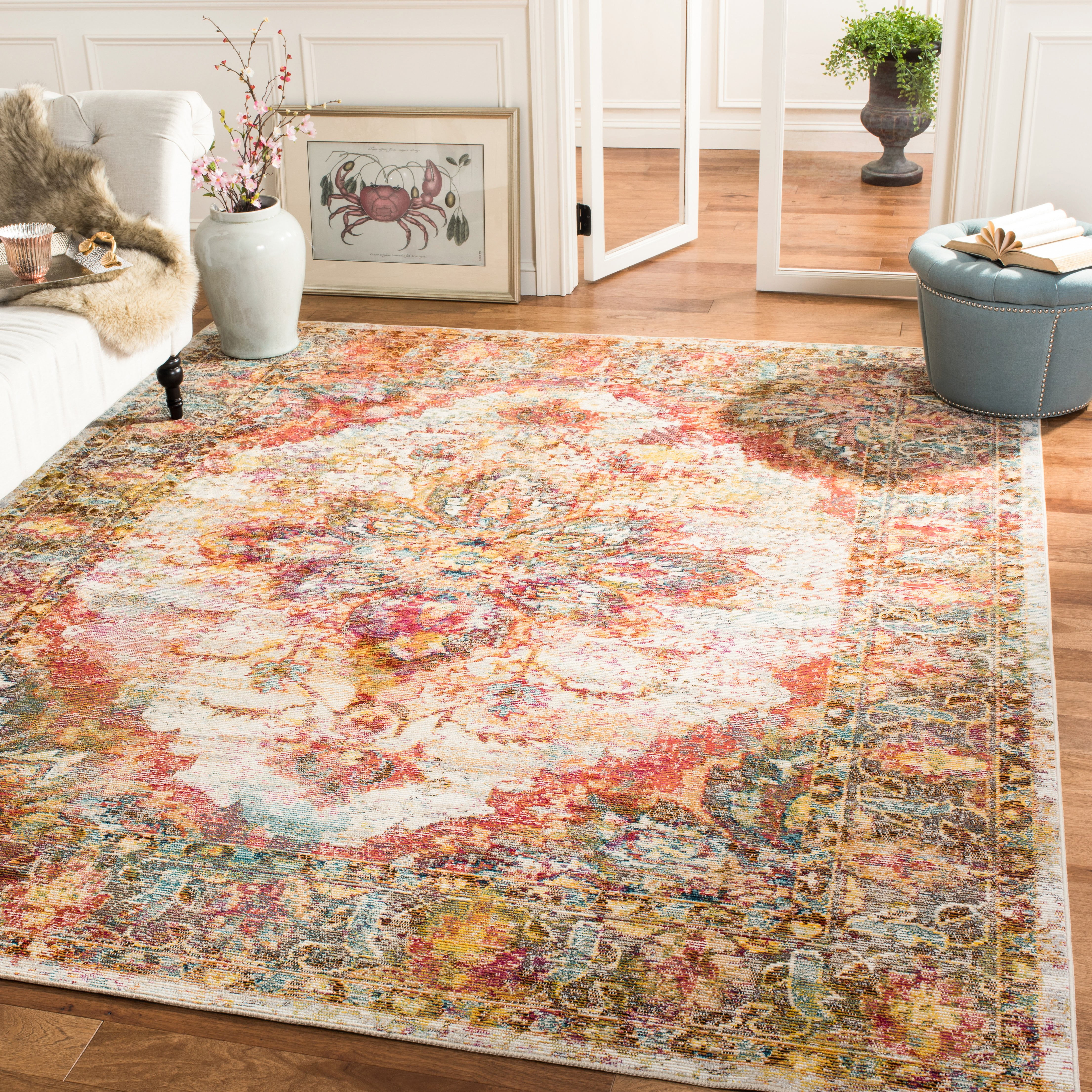 SAFAVIEH Crystal Odran Oriental Area Rug, Cream/Rose, 8' x 10 ...