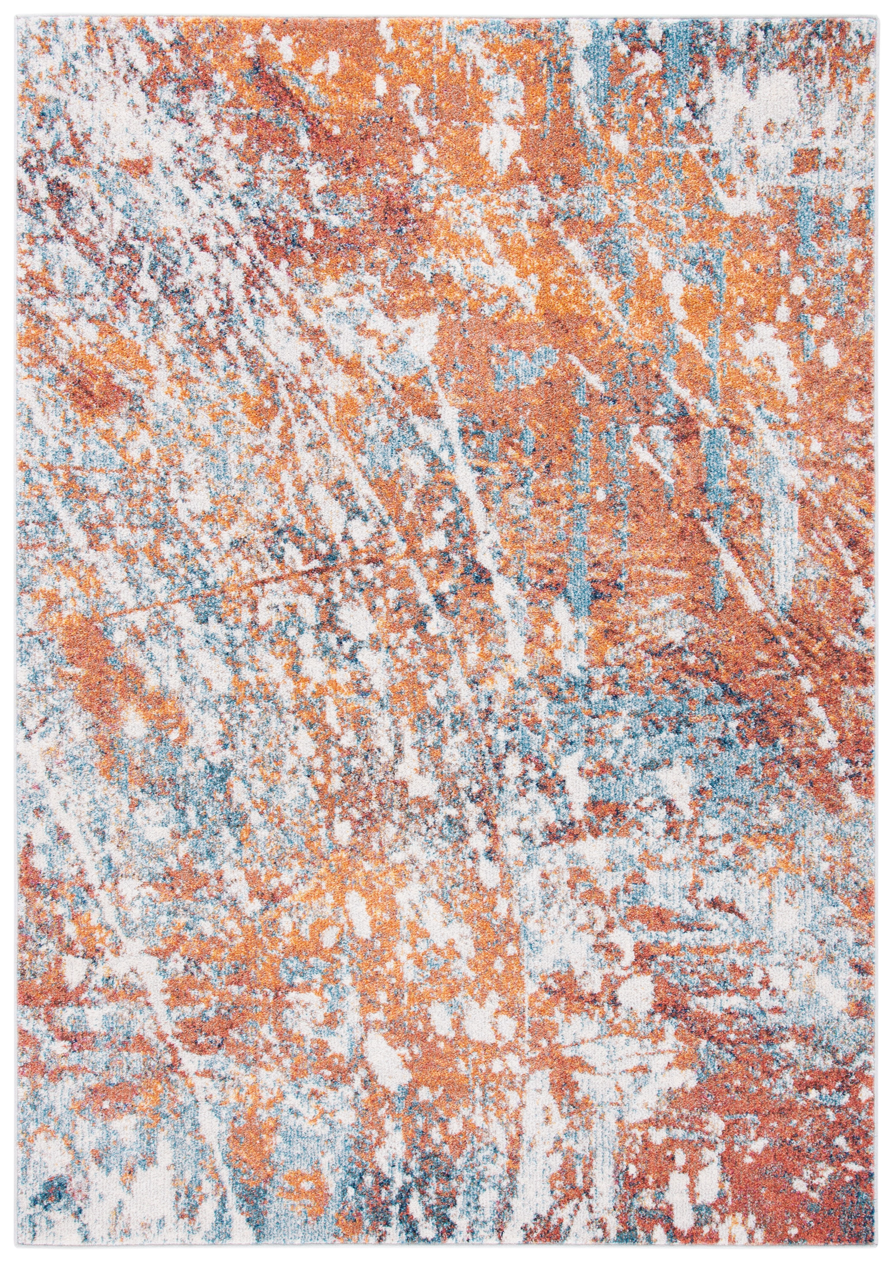 SAFAVIEH Crystal Priscilla Abstract Area Rug, Ivory/Rust, 4'5" x 6'5 ...