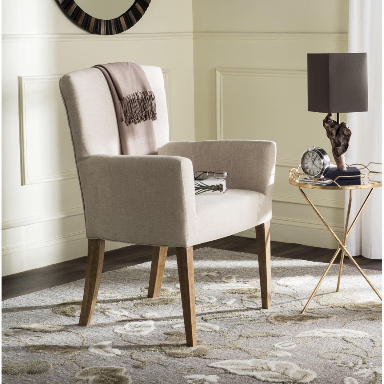 SAFAVIEH Dale Classic Solid Arm Chair, Hemp - Walmart.com