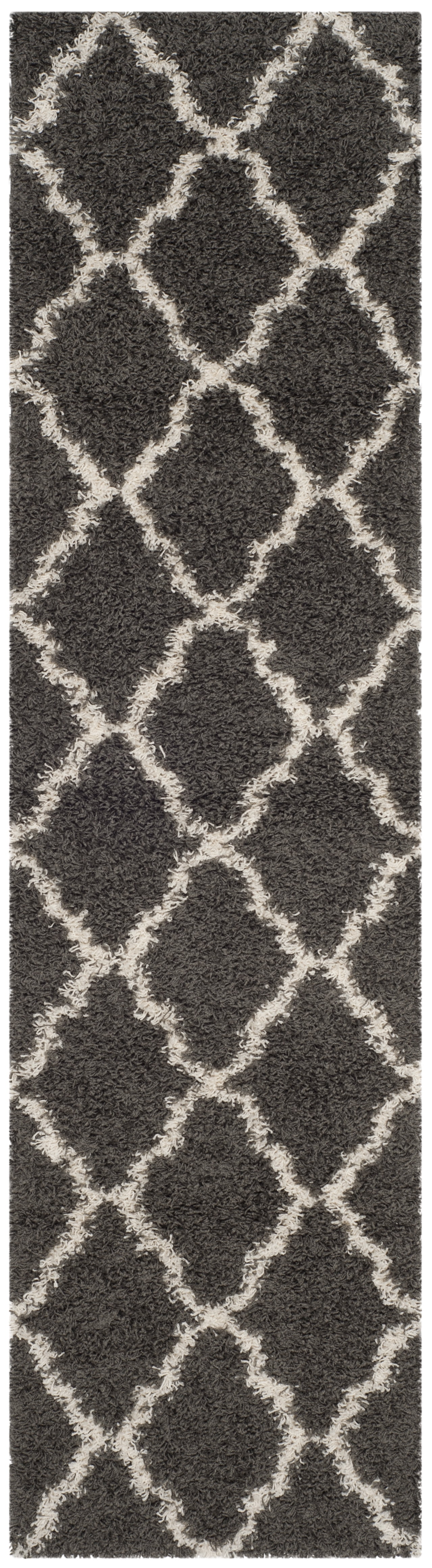 SAFAVIEH Daley Geometric Plush Shag Runner Rug, Dark Grey/Ivory, 2'3" x ...