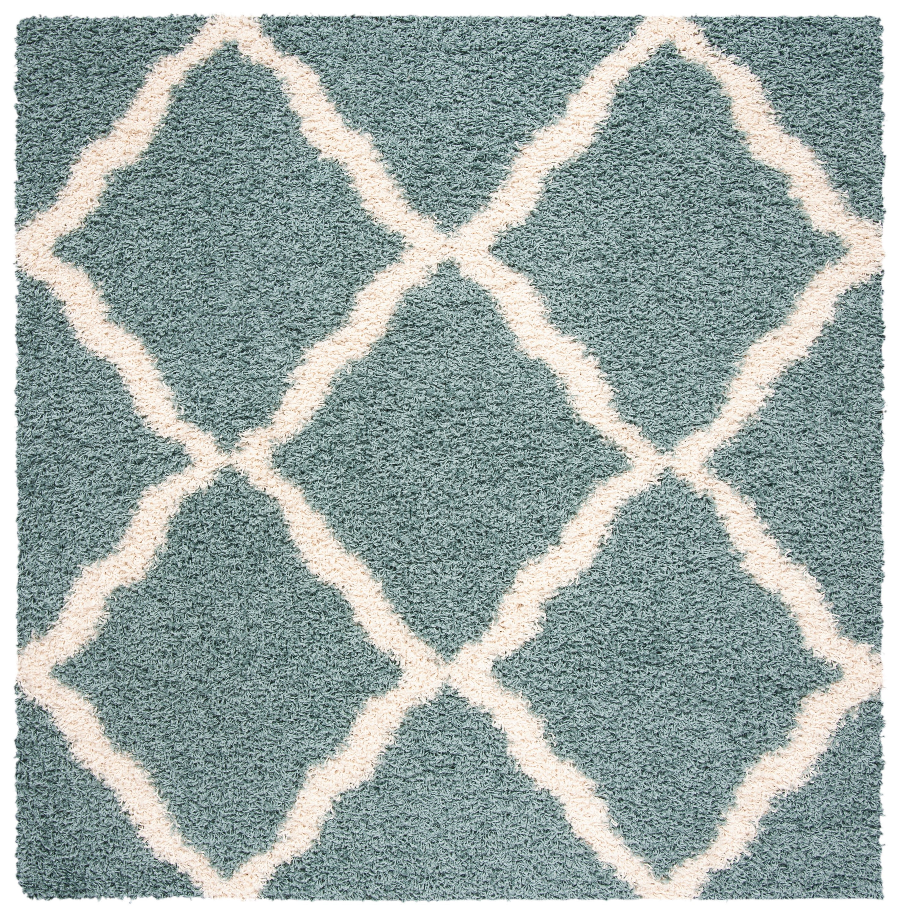 SAFAVIEH Daley Geometric Plush Shag Runner Rug, Ivory/Dark Grey, 2'3" x ...