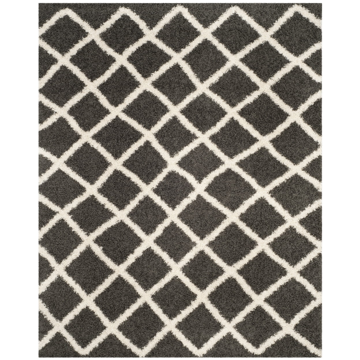 SAFAVIEH Dallas Diamond Geometric Shag Area Rug, Dark Grey/Ivory, 8'6 ...