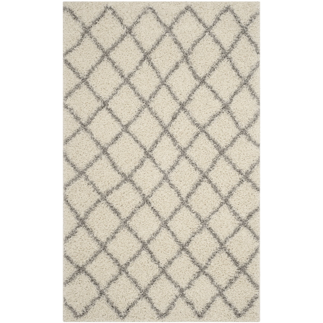 SAFAVIEH Dallas Jerrie Geometric Shag Area Rug, Ivory/Grey, 4' x 6 ...